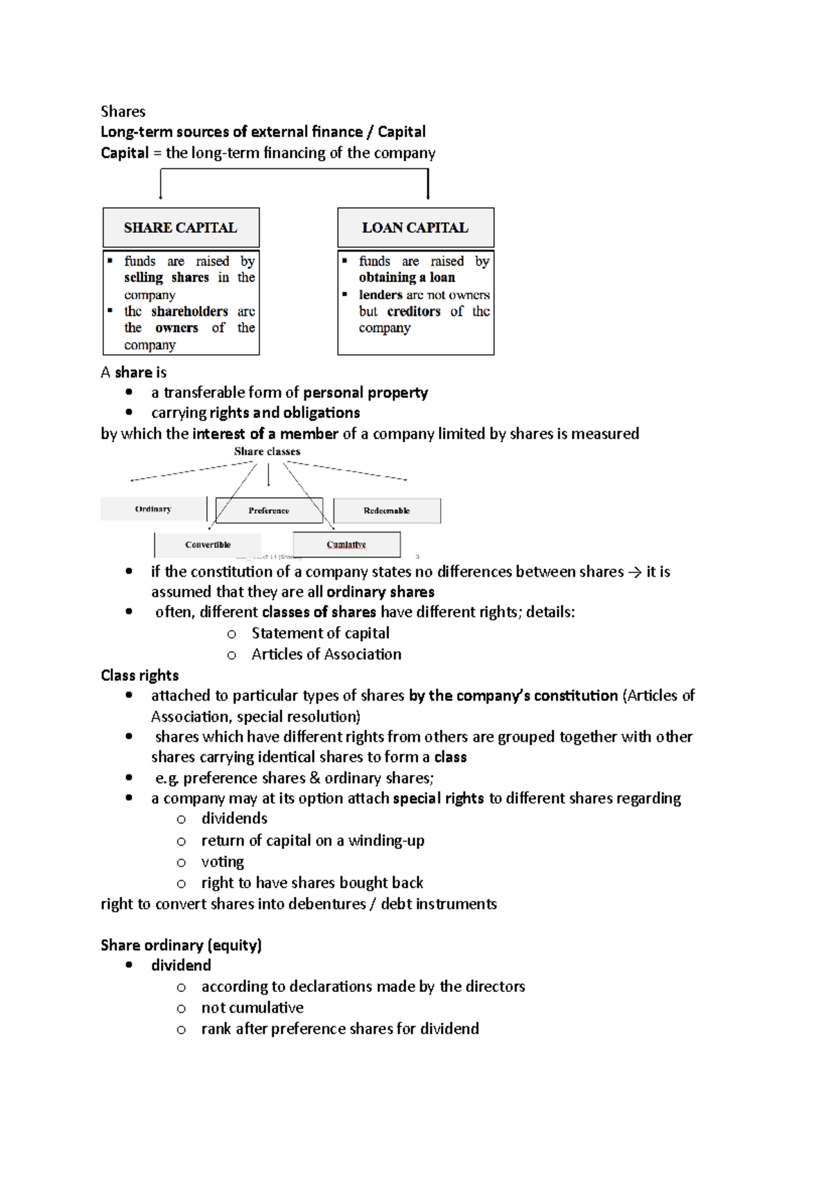 Lecture 19,20,21 - Going into detail about; Shares Class rights Share ...