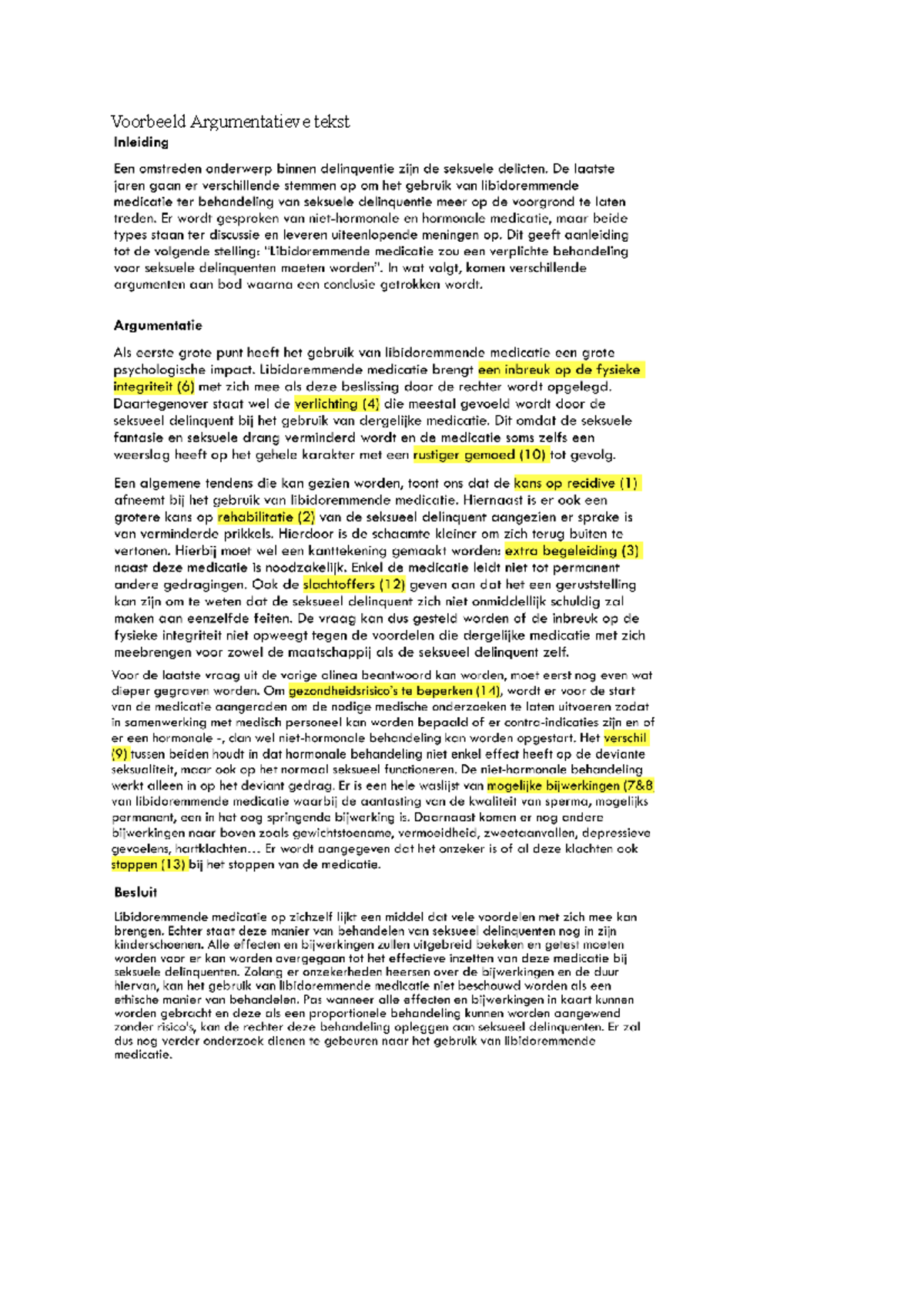 Voorbeeld argumentatieve tekst - Methodologie deel 1 met werkcollege ...