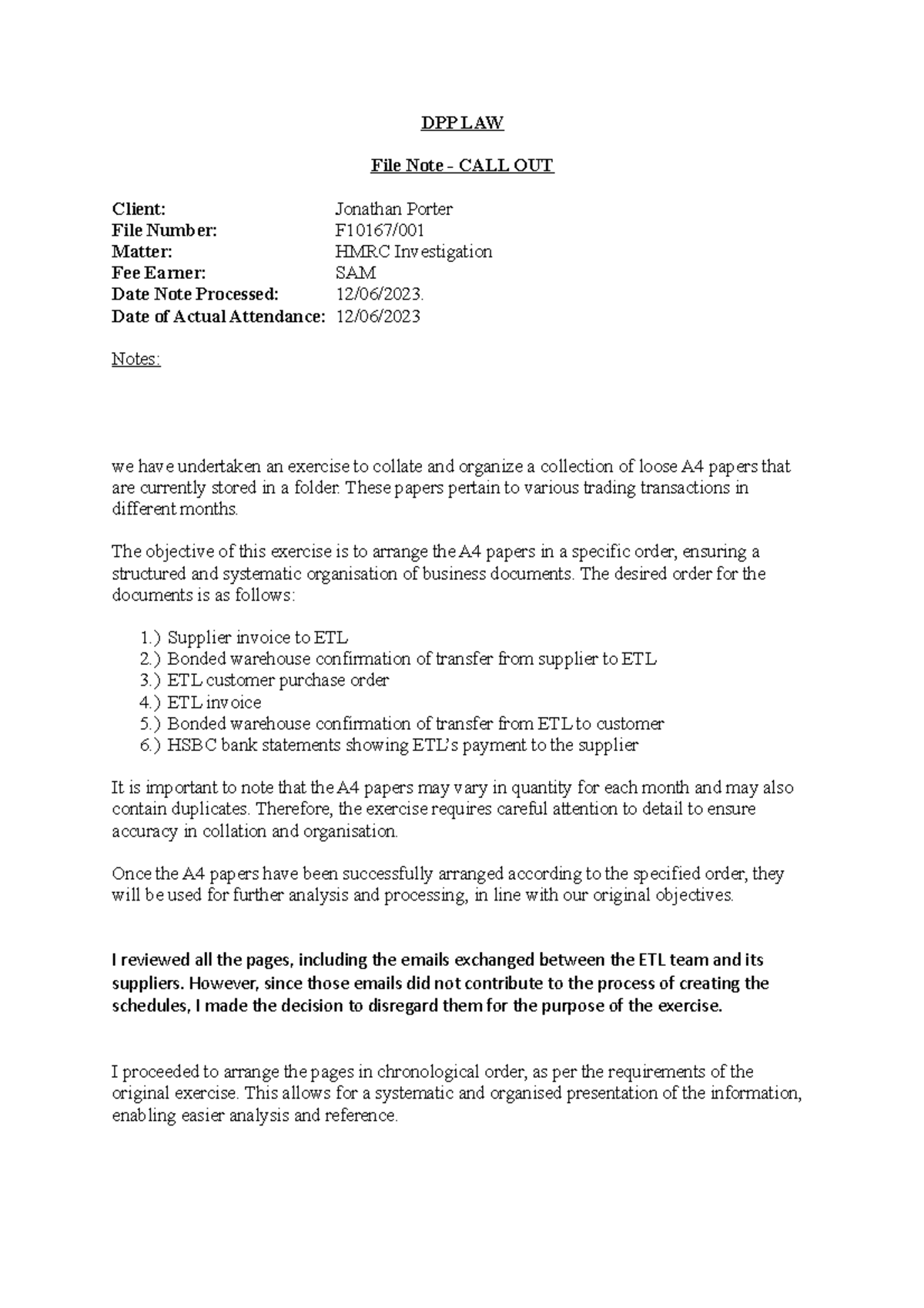 12 June - tax - DPP LAW File Note - CALL OUT Client: Jonathan Porter ...