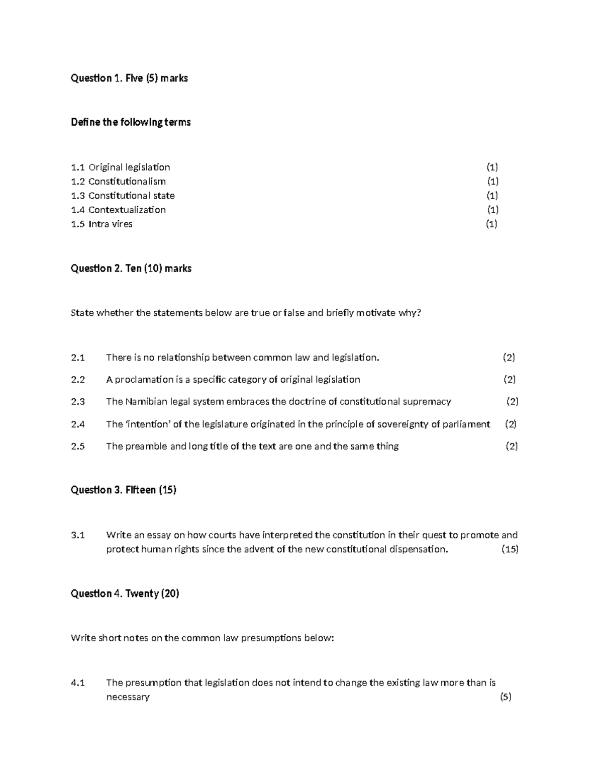 Legal interpretation and drafting test 1. September 2022 - Question 1 ...