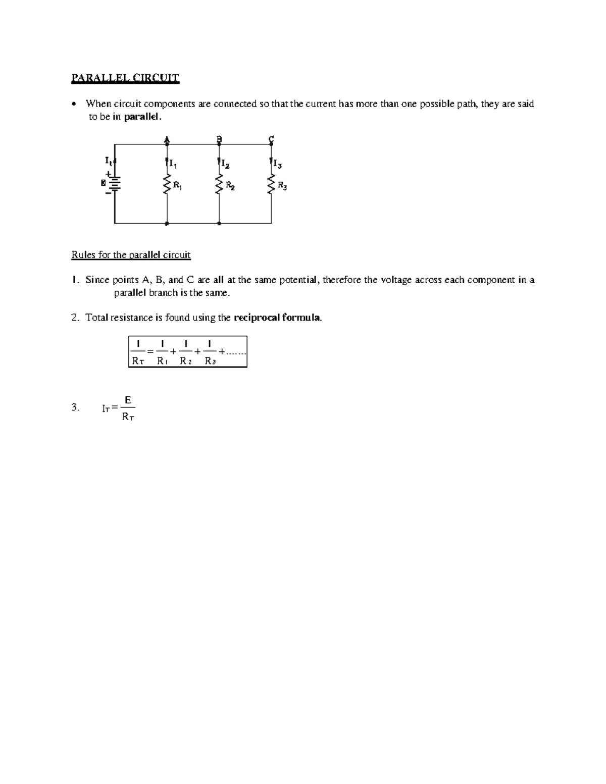 Module 2.2 Parallel Circuits - PARALLEL CIRCUIT When circuit components ...