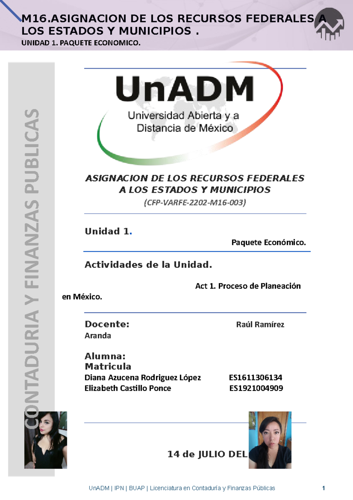 M16 U1 A1 RLD - TRABAJO DEL CURSO - LOS ESTADOS Y MUNICIPIOS. UNIDAD 1 ...