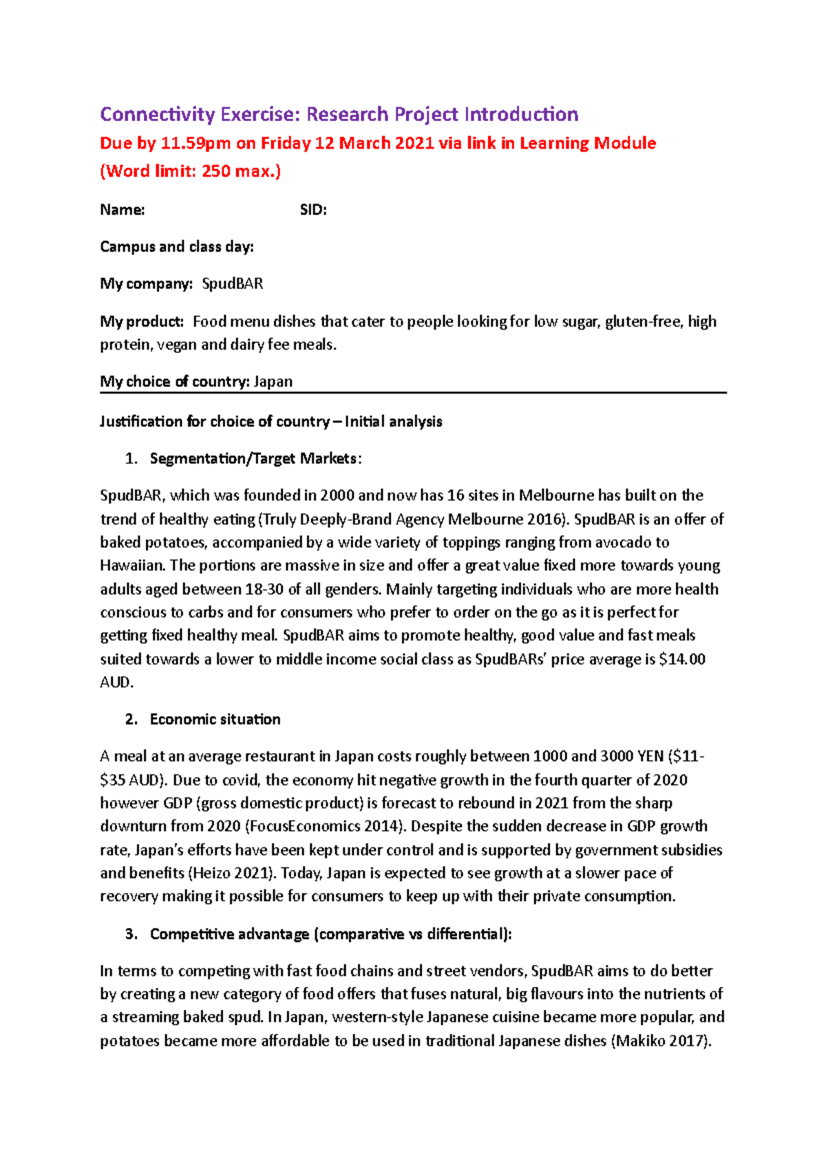Connectivity Exercise AUT 2021 - Connectivity Exercise: Research ...