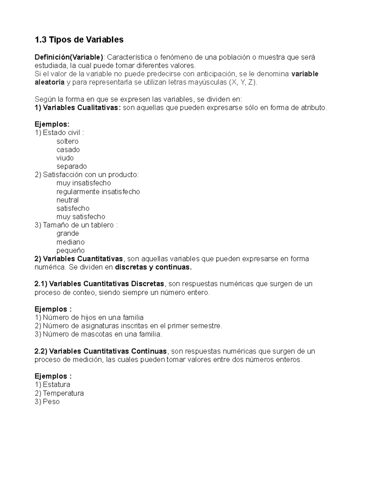 Tema 1.3 Tipos de variables - 1 Tipos de Variables Definición(Variable ...