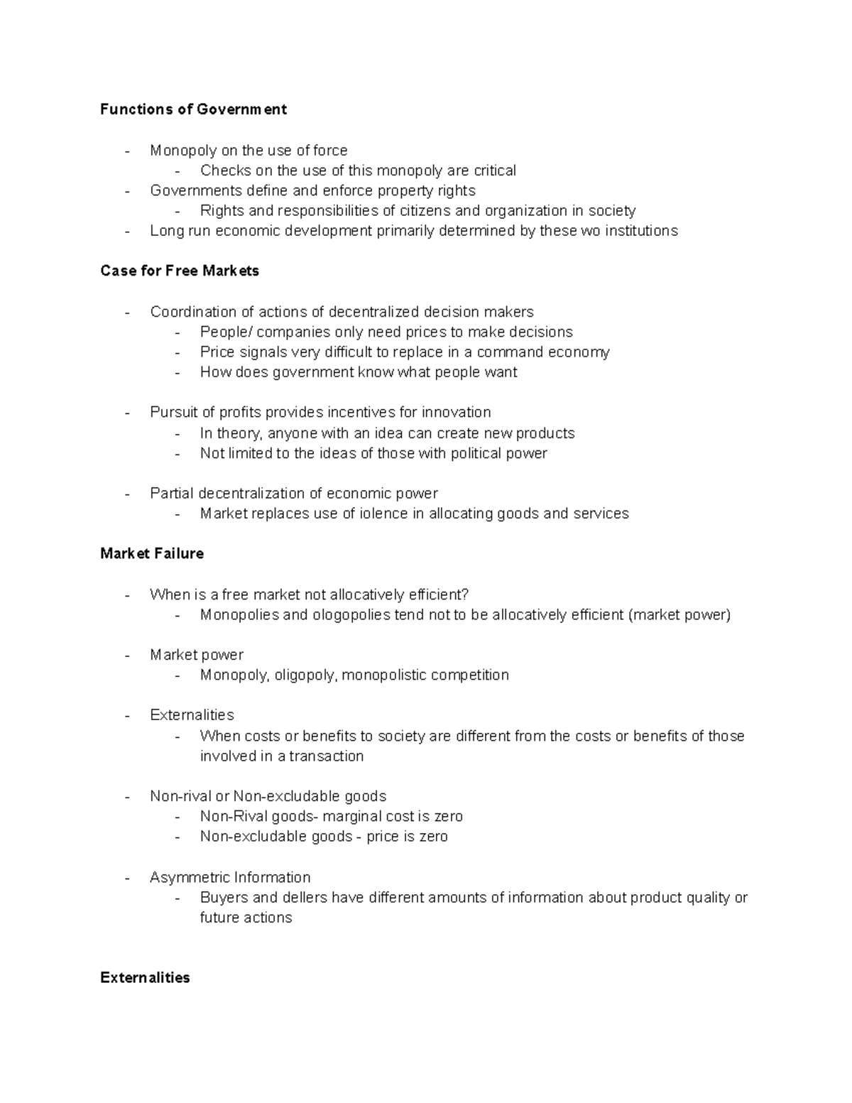 EC120 - Market Failure - Functions of Government Monopoly on the use of ...
