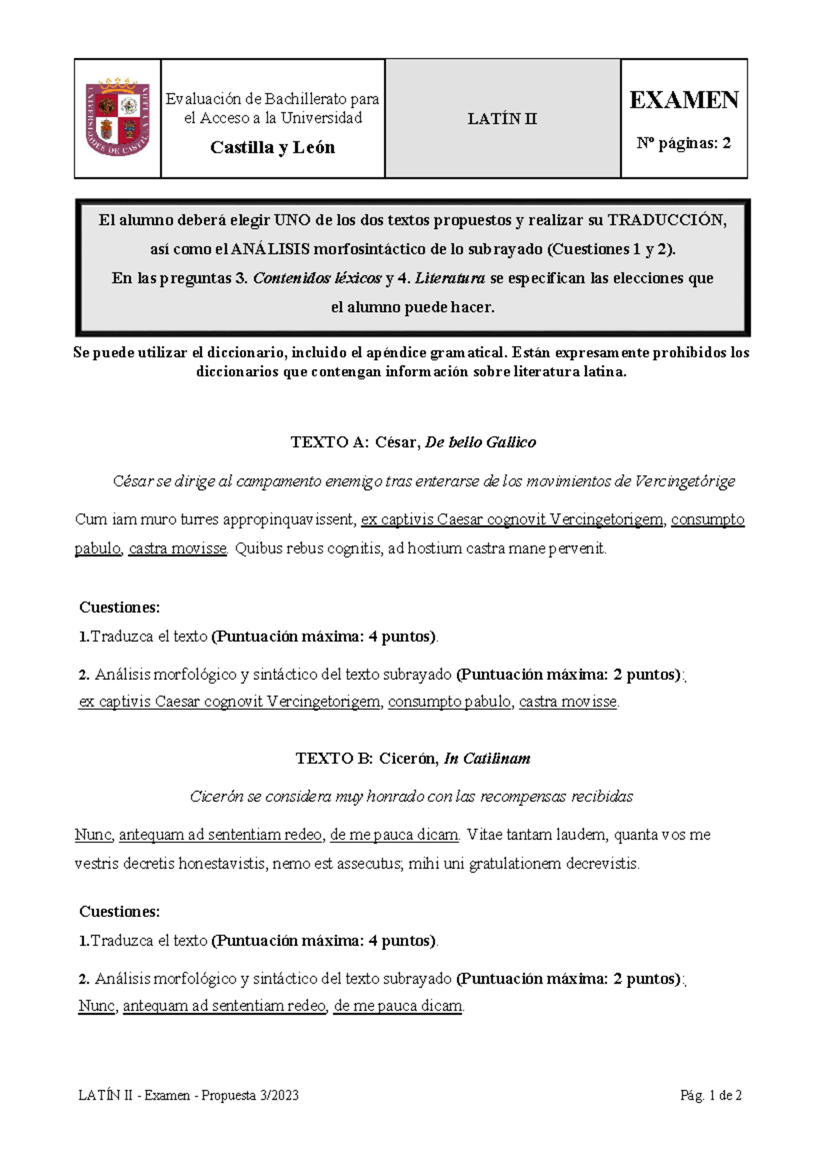 Latin ebau junio 2023 - Detallados estándares de latín - LATÍN II ...
