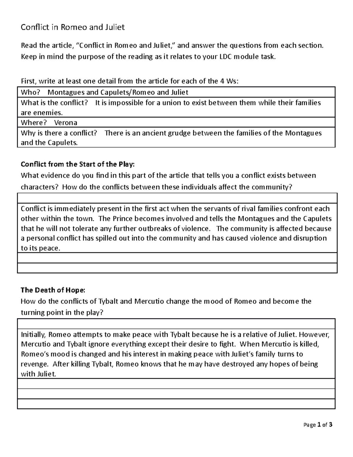 9module 2ELAconflict Romeoand Juliet-teacher - Conflict in Romeo and ...