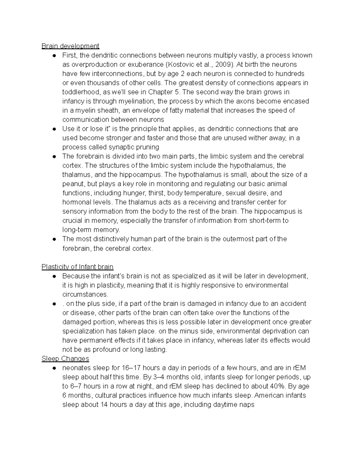 Child Development notes 3 - Brain development First, the dendritic ...