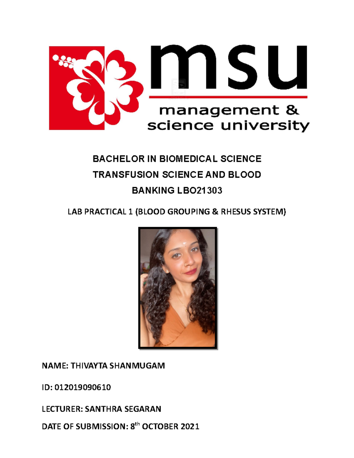 LAB Report 1 (medical science) - BACHELOR IN BIOMEDICAL SCIENCE ...