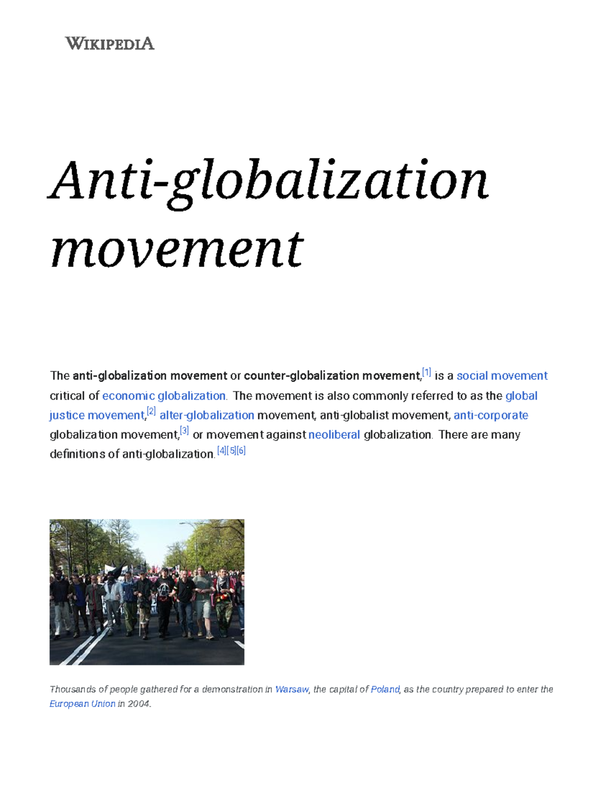 Anti-globalization movement - Wikipedia - Anti-globalization movement ...