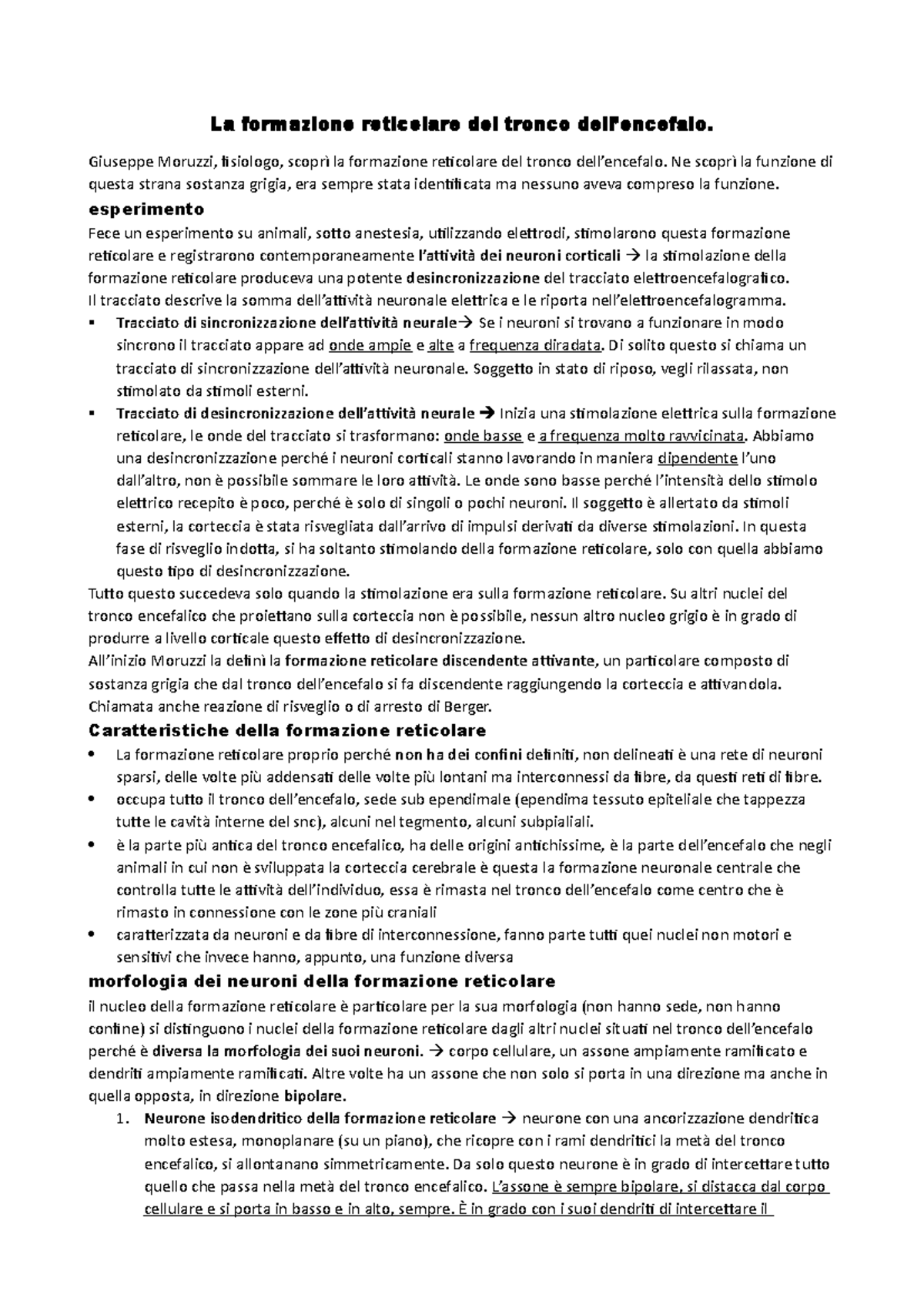 La formazione reticolare del tronco dell'encefalo - Giuseppe Moruzzi ...