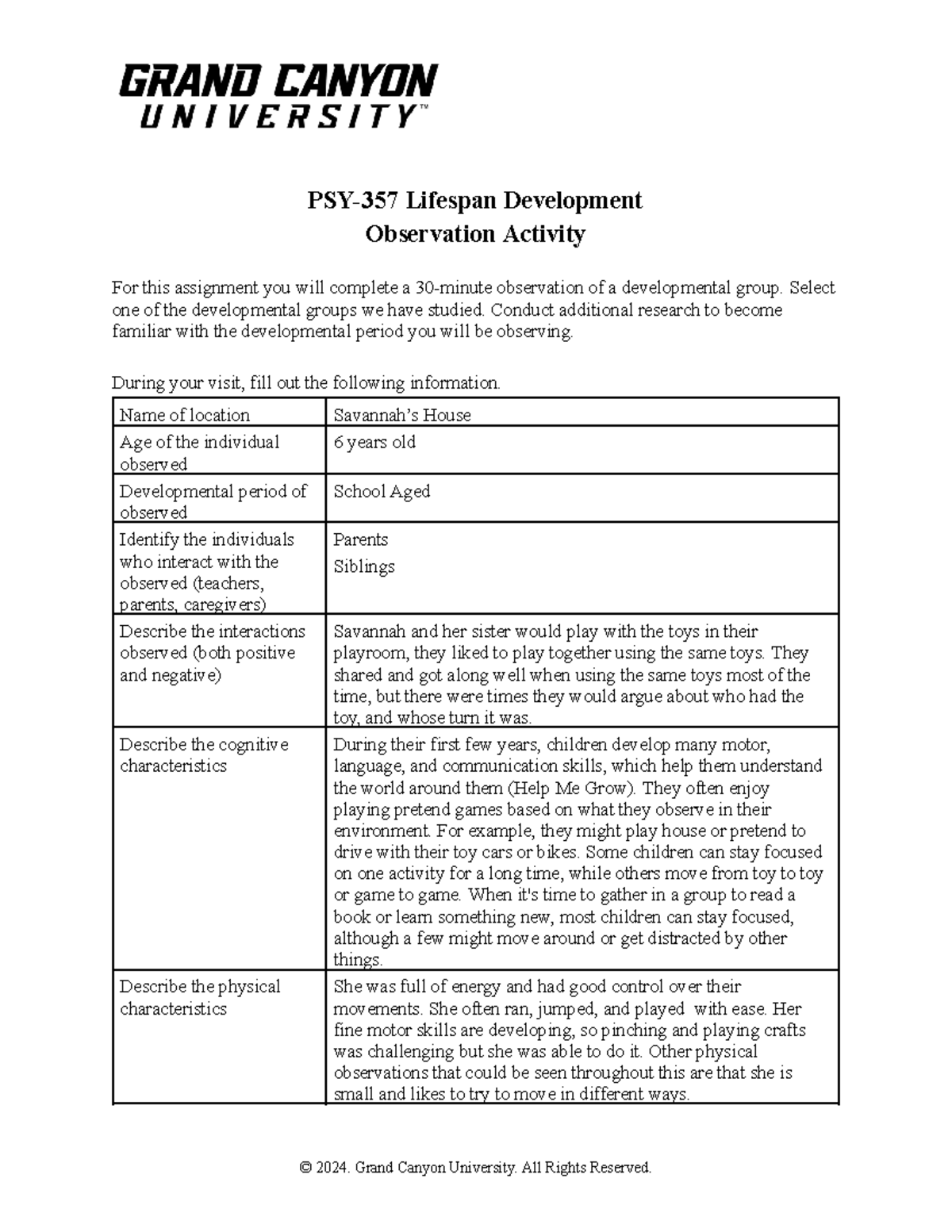 PSY357 T7 RS Observation Activity - PSY-357 Lifespan Development ...