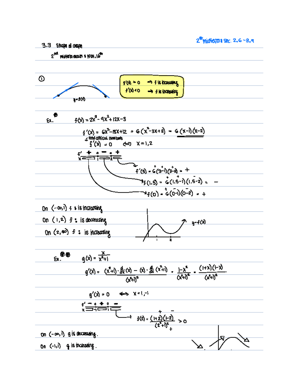 3.3 Shape of Graph + 3.4 Horizontal Asymptotes + 3.5 Curve Sketching ...