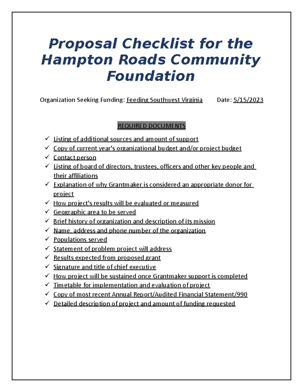 WRIT401 Proposal Checklist Watson Anna - Proposal Checklist for the ...