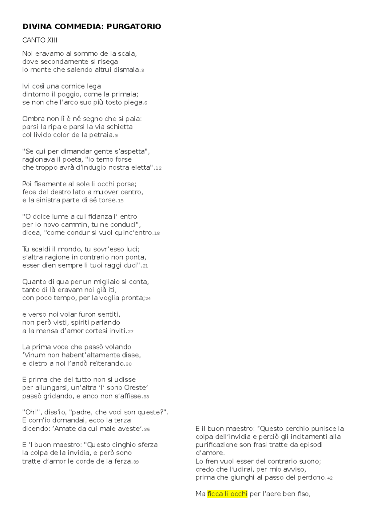 Purgatorio Canto XIII testo + parafrasi + appunti - DIVINA COMMEDIA ...