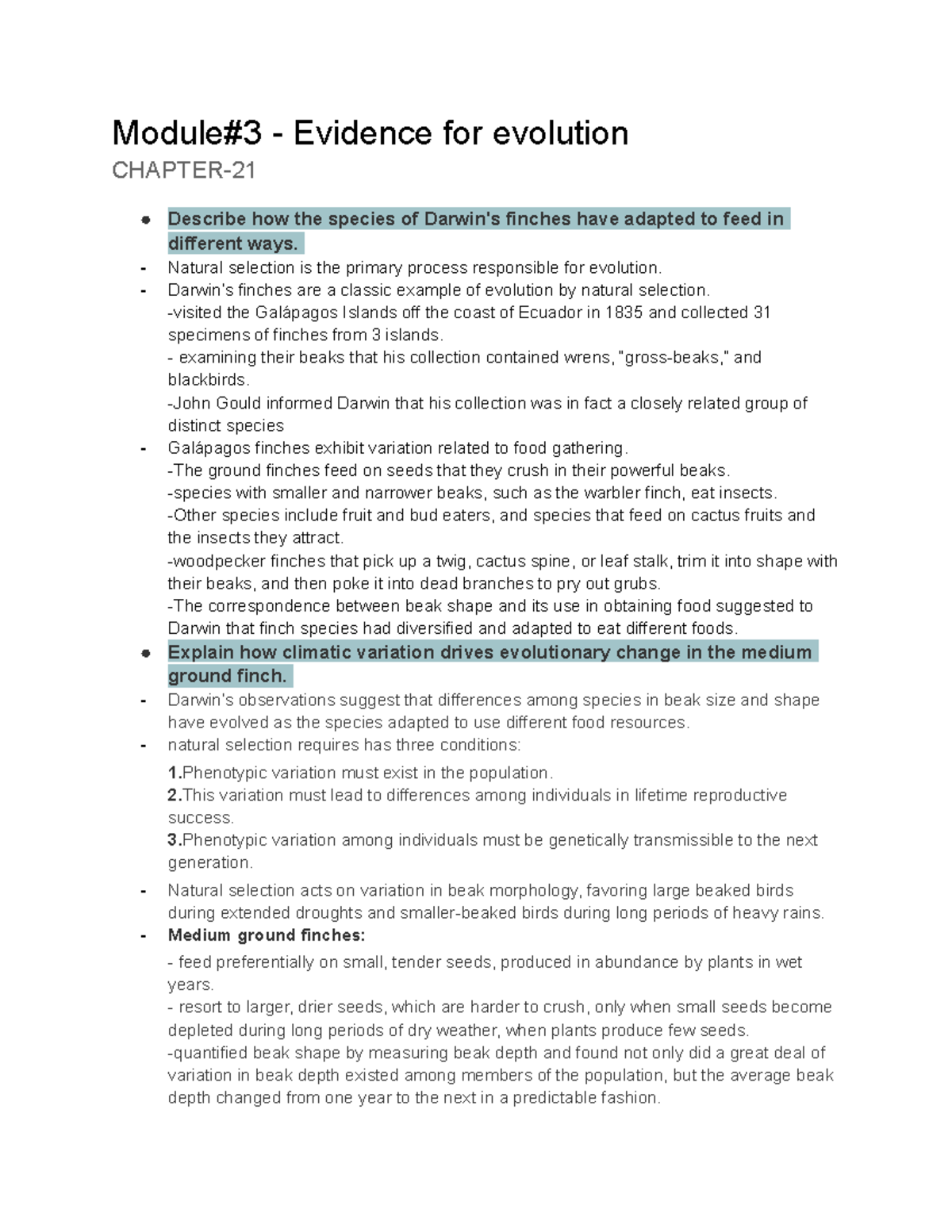 Module#3 - Evidence for evolution - Module#3 - Evidence for evolution ...