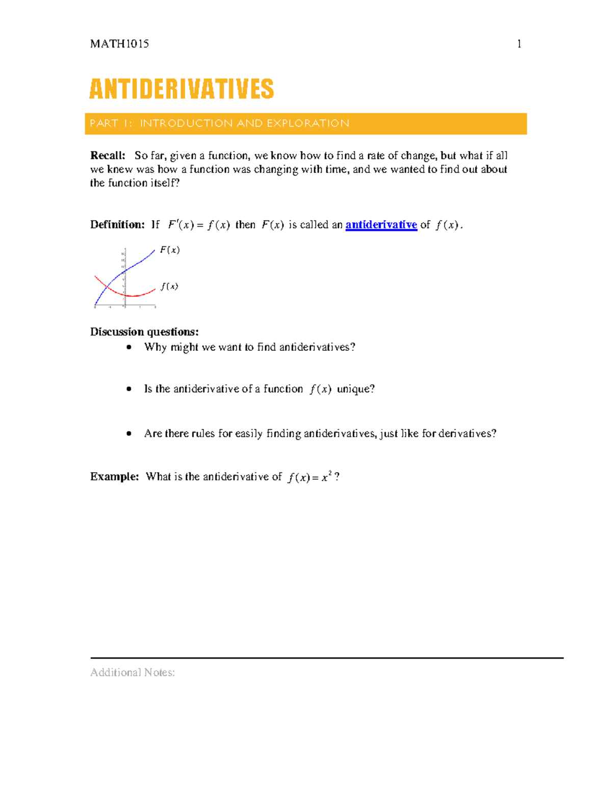 Mod17 antideriv - lec - ANTIDERIVATIVES PART 1: INTRODUCTION AND ...