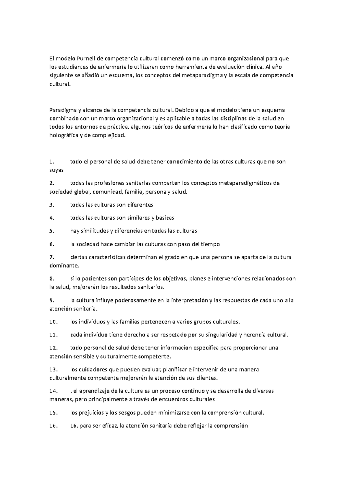 Resumen - xvfgfg - El modelo Purnell de competencia cultural comenzó ...