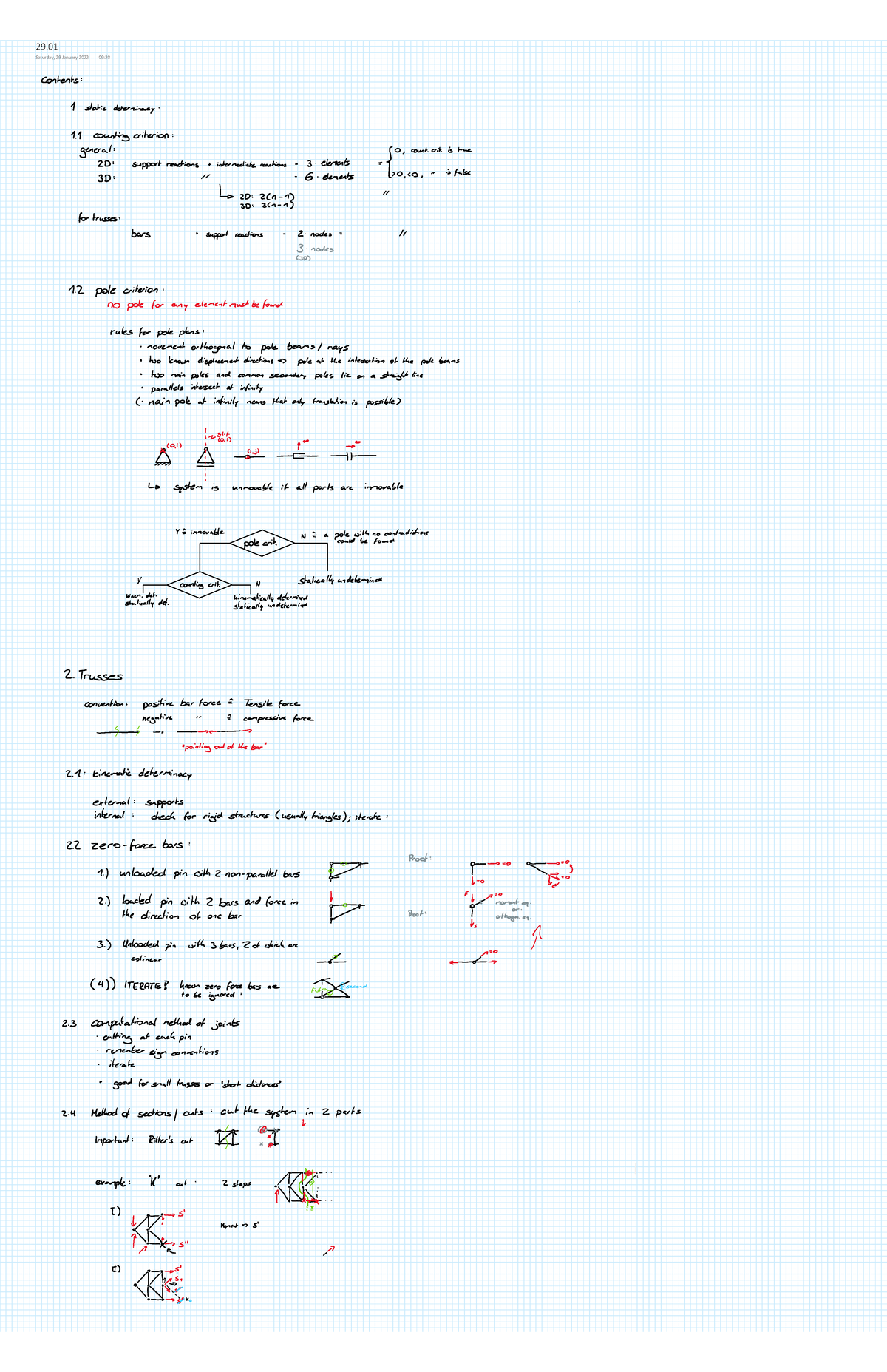 Mechanics Summary - 29 Saturday,29January 2022 09:20 Contents: 1 static determinacy 1 counting ...