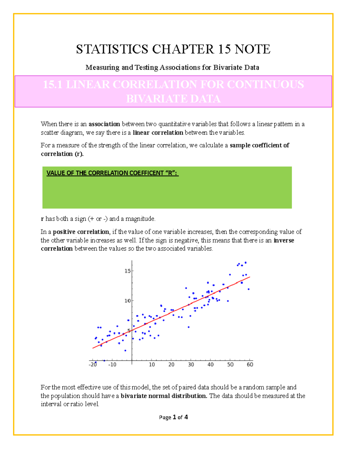 Statistics Chapter 15 Note - STATISTICS CHAPTER 15 NOTE ...