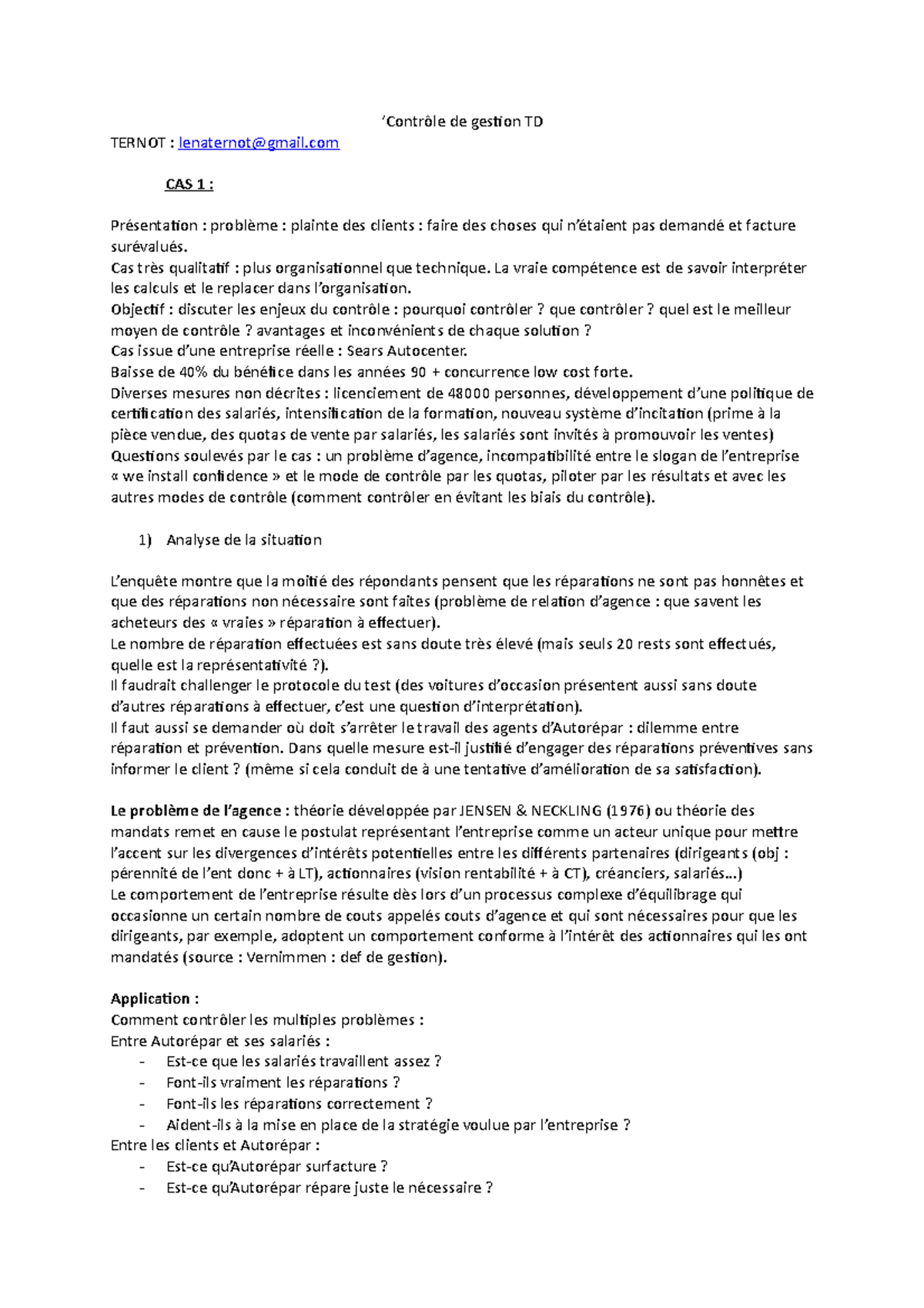 CG corrections TD - ‘Contrôle de gestion TD TERNOT : lenaternot@gmail ...