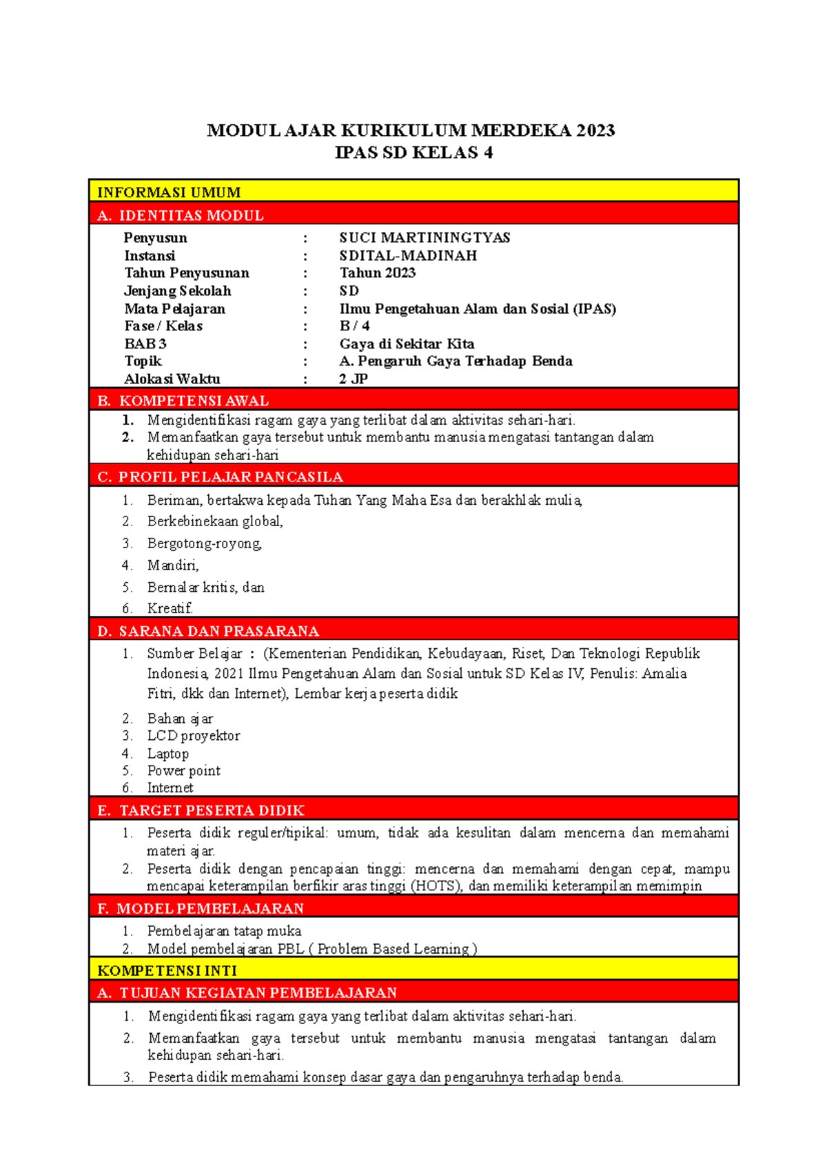 Modul Ajar IPAS BAB 3 Kelas 4 - MODUL AJAR KURIKULUM MERDEKA 2023 IPAS SD KELAS 4 INFORMASI UMUM ...