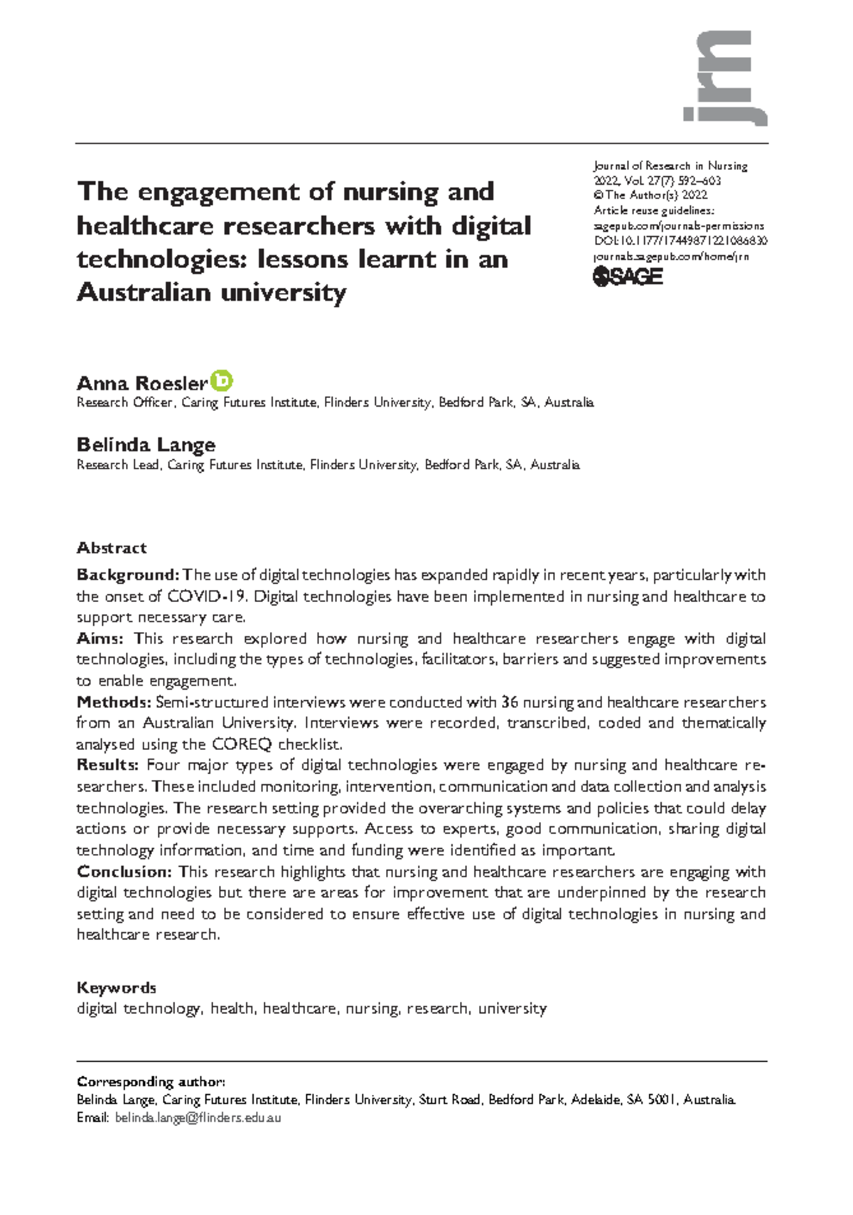 Essentials 1 - reading material - doi/10.1177/ Journal of Research in ...