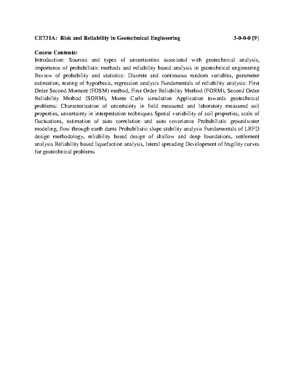 CE731A Risk and Reliability in Geotechnical Engineering - Studocu