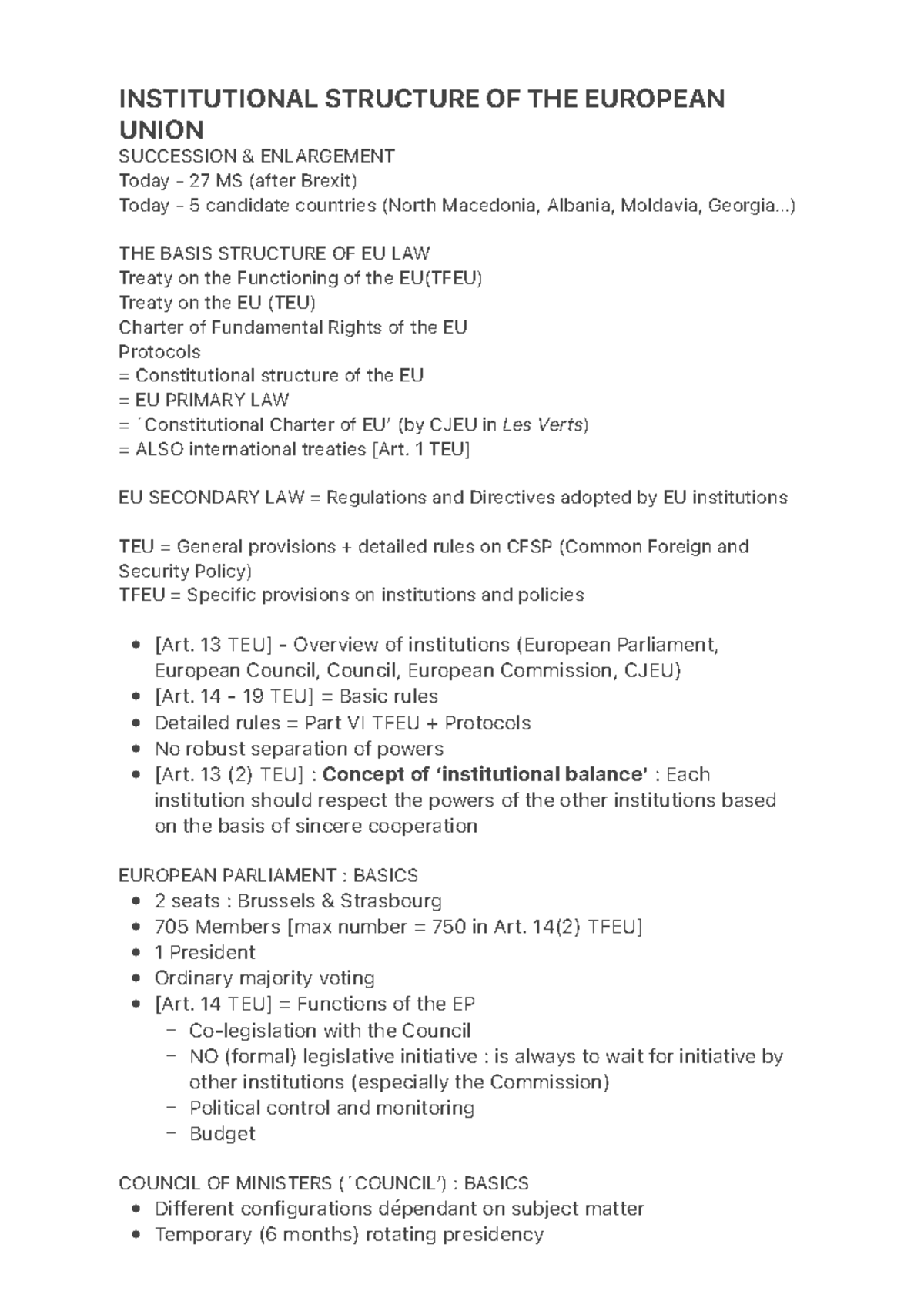 [EU 1] Institutional Structure OF THE European Union - ï ï ï ï ï ï ï ï ...
