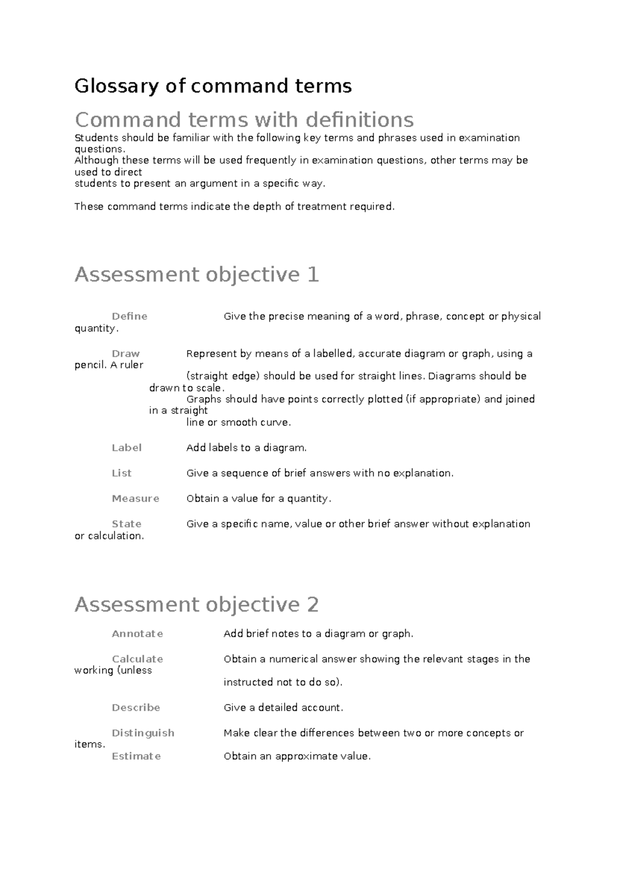Glossary of command terms - Glossary of command terms Command terms ...