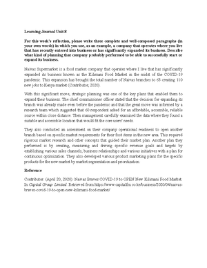 Unit 6 Learning Journal (BUS 3301) - Learning Journal Unit 6 The ...