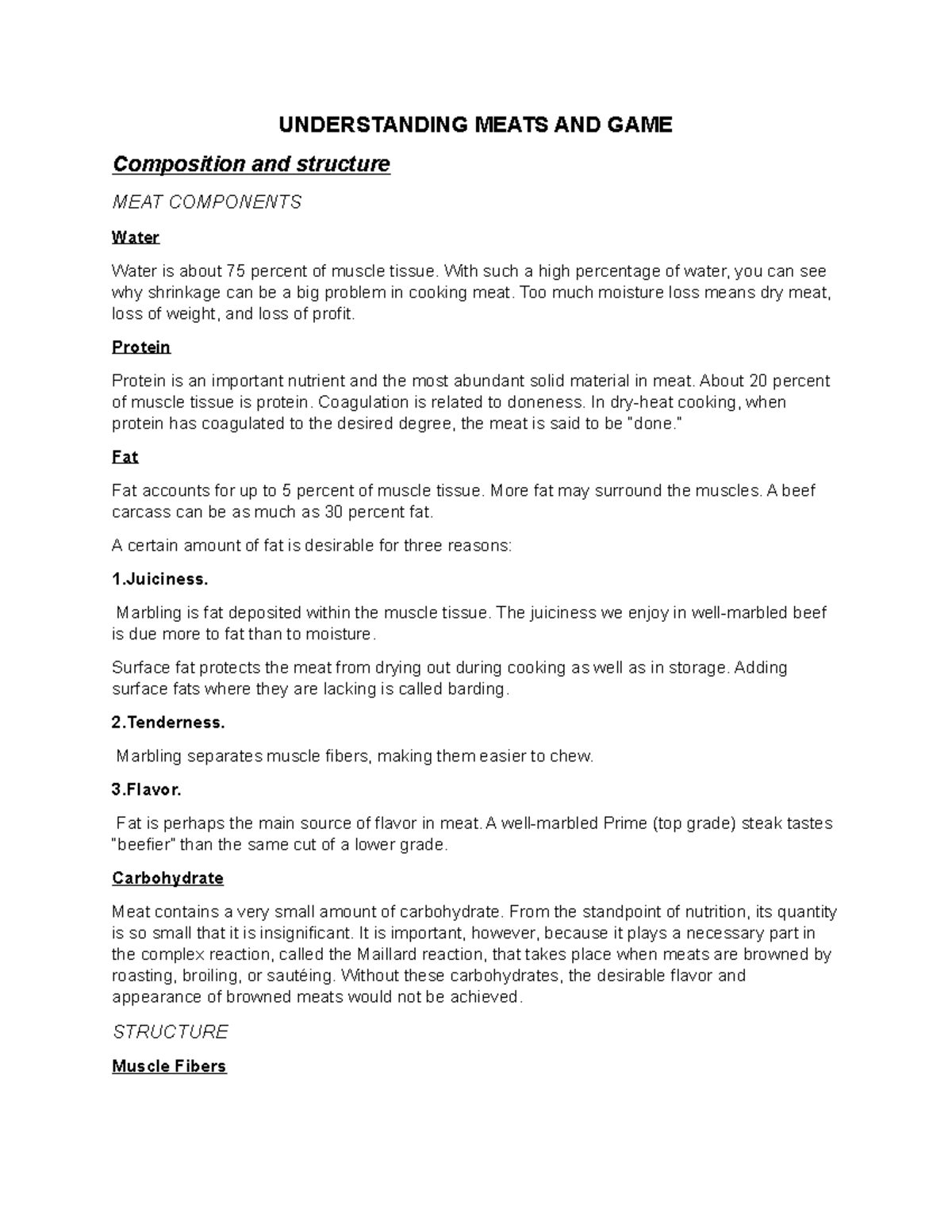 Understanding Meats AND GAME - UNDERSTANDING MEATS AND GAME Composition ...
