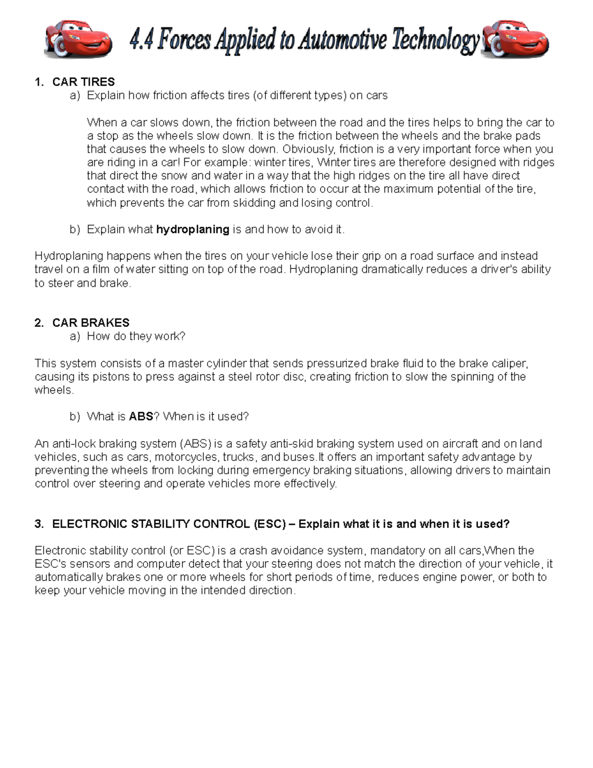 Taha - 4.4 - Forces Applied to Automotive Technology - Student Handout ...