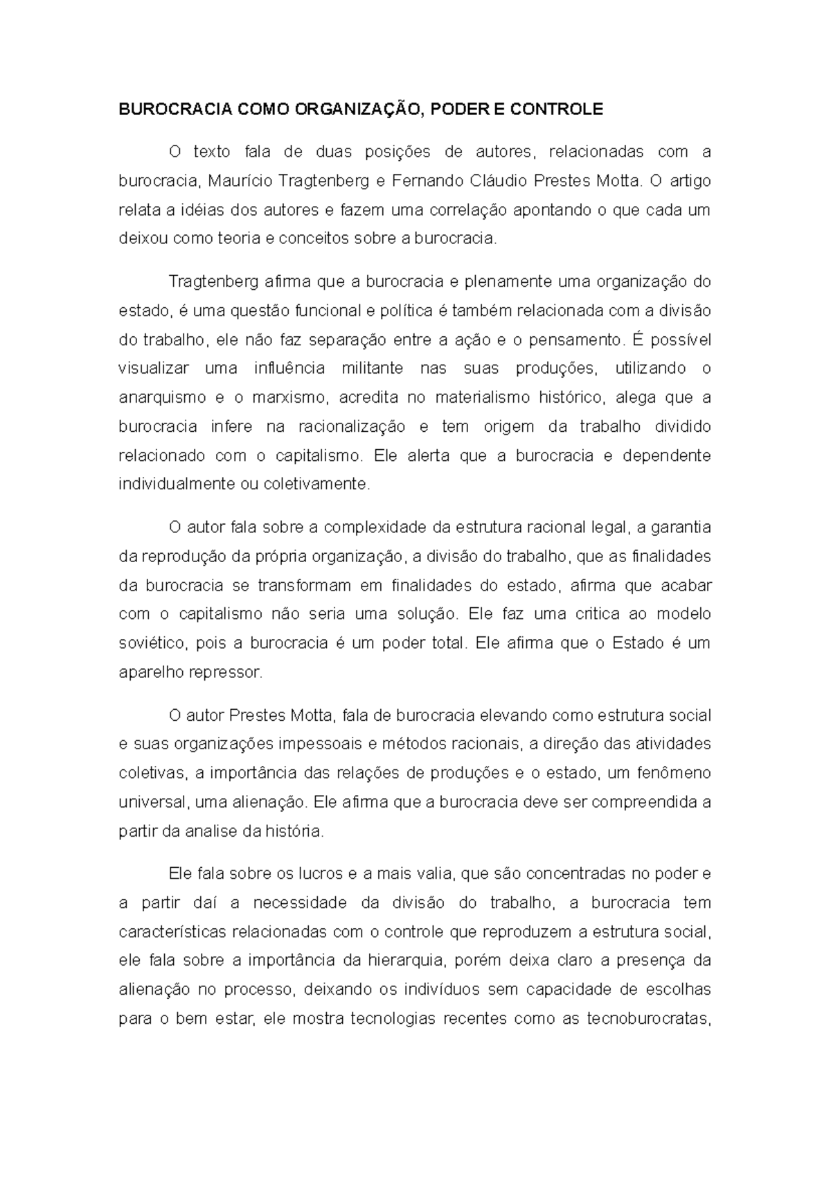 Burocracia COMO Organização - BUROCRACIA COMO ORGANIZAÇÃO, PODER E ...