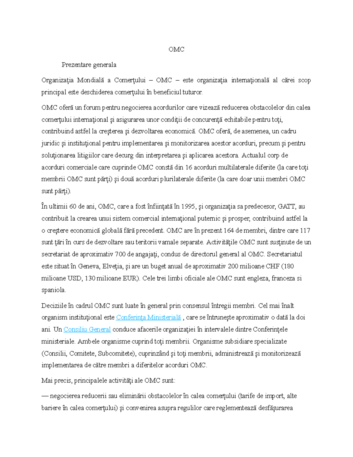 OMC - comert international - Studocu