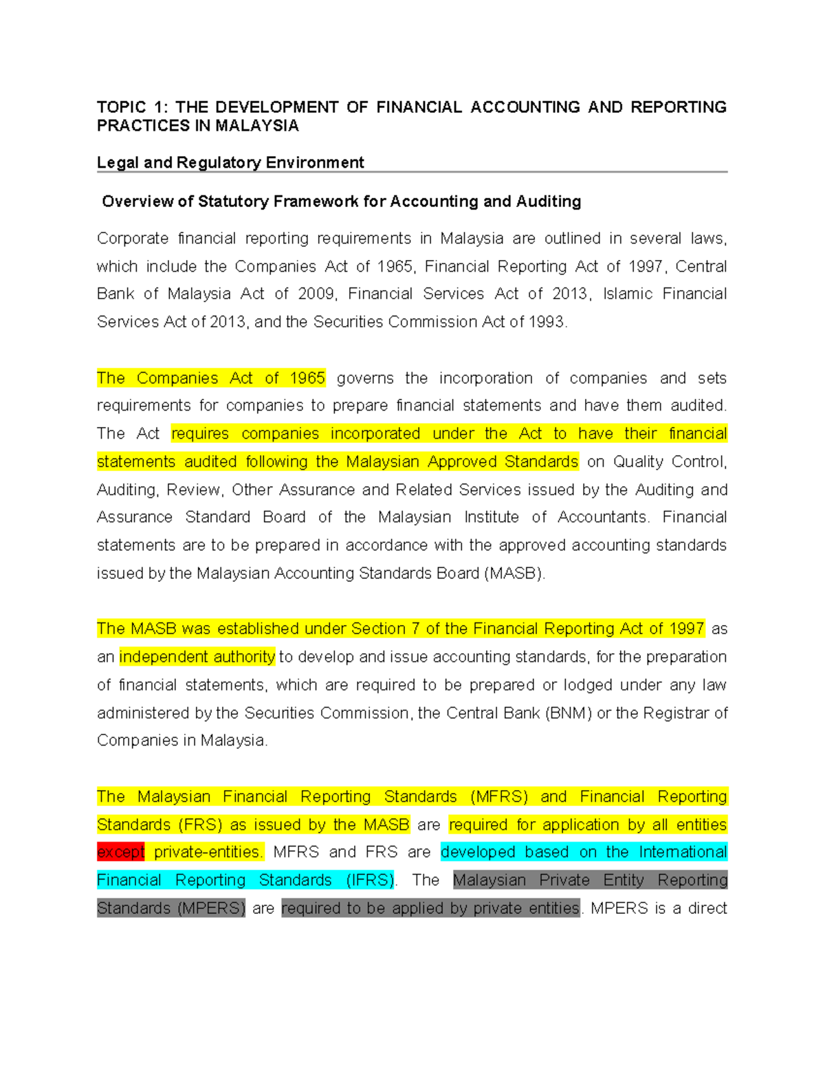 Topic 1 - far410 - TOPIC 1: THE DEVELOPMENT OF FINANCIAL ACCOUNTING AND ...