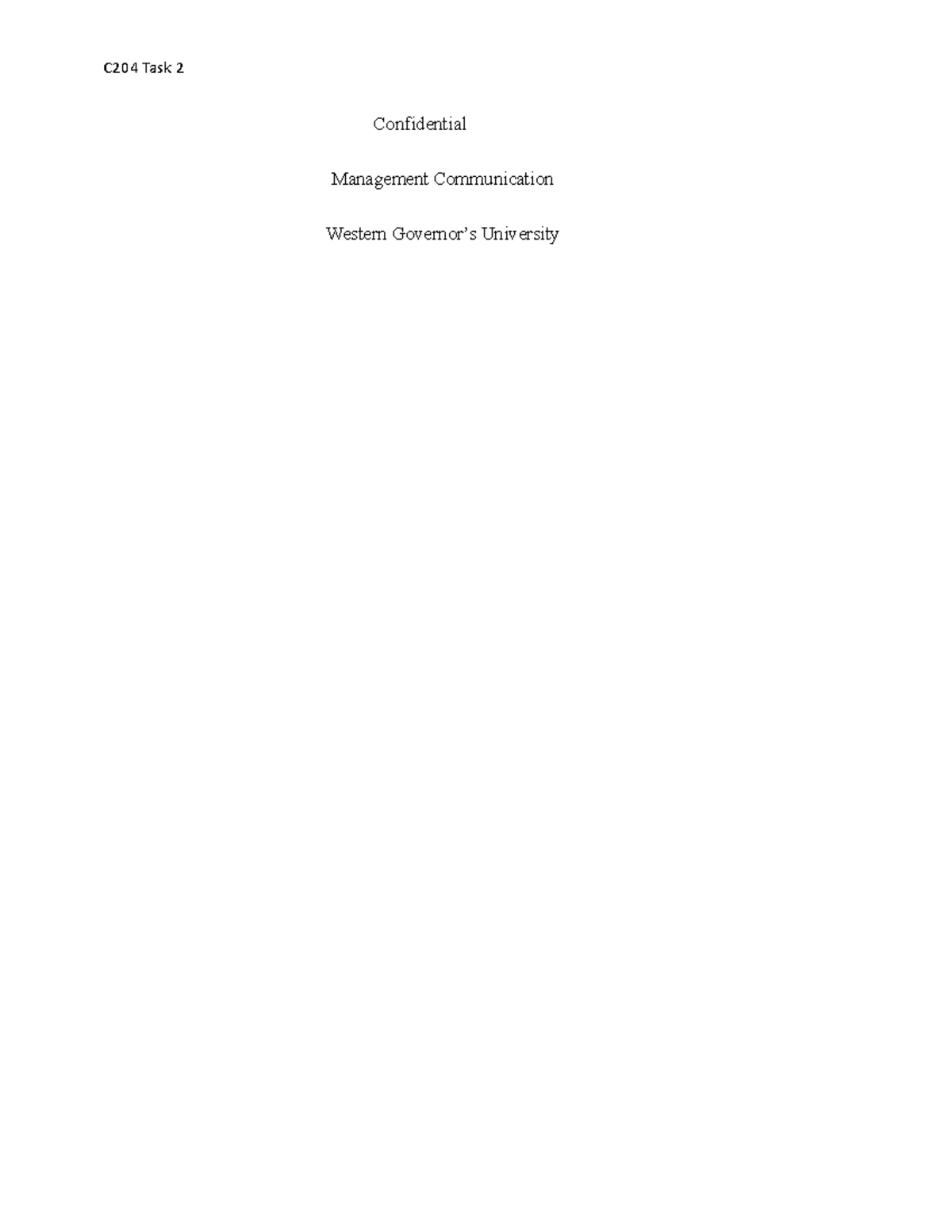 C204 Task 2 confidential - Confidential Management Communication ...