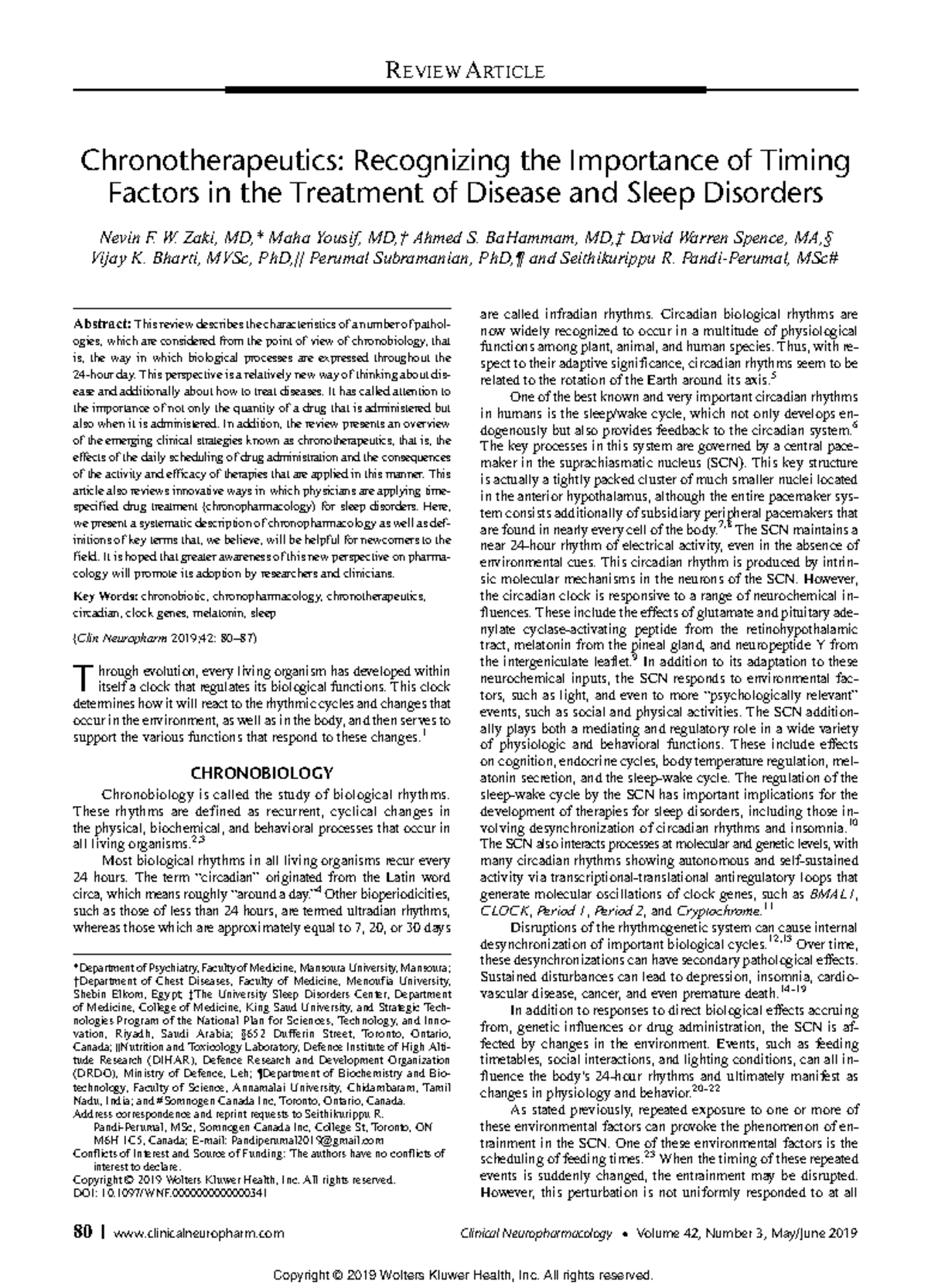 Chronotherapeutics Recognizing the Importance of Timing Factors in the ...