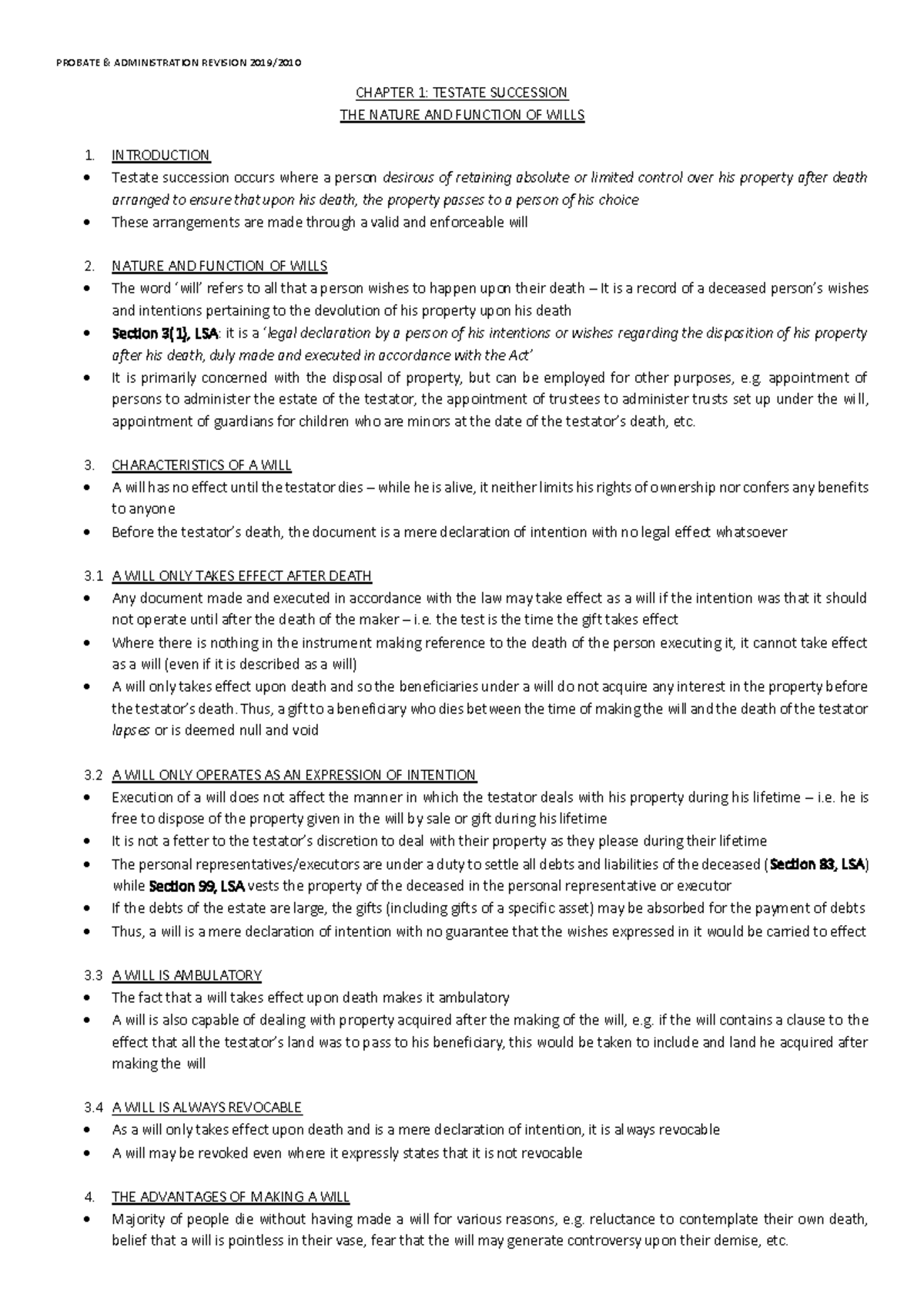 Probate and Administration - ATP Revision - CHAPTER 1: TESTATE ...