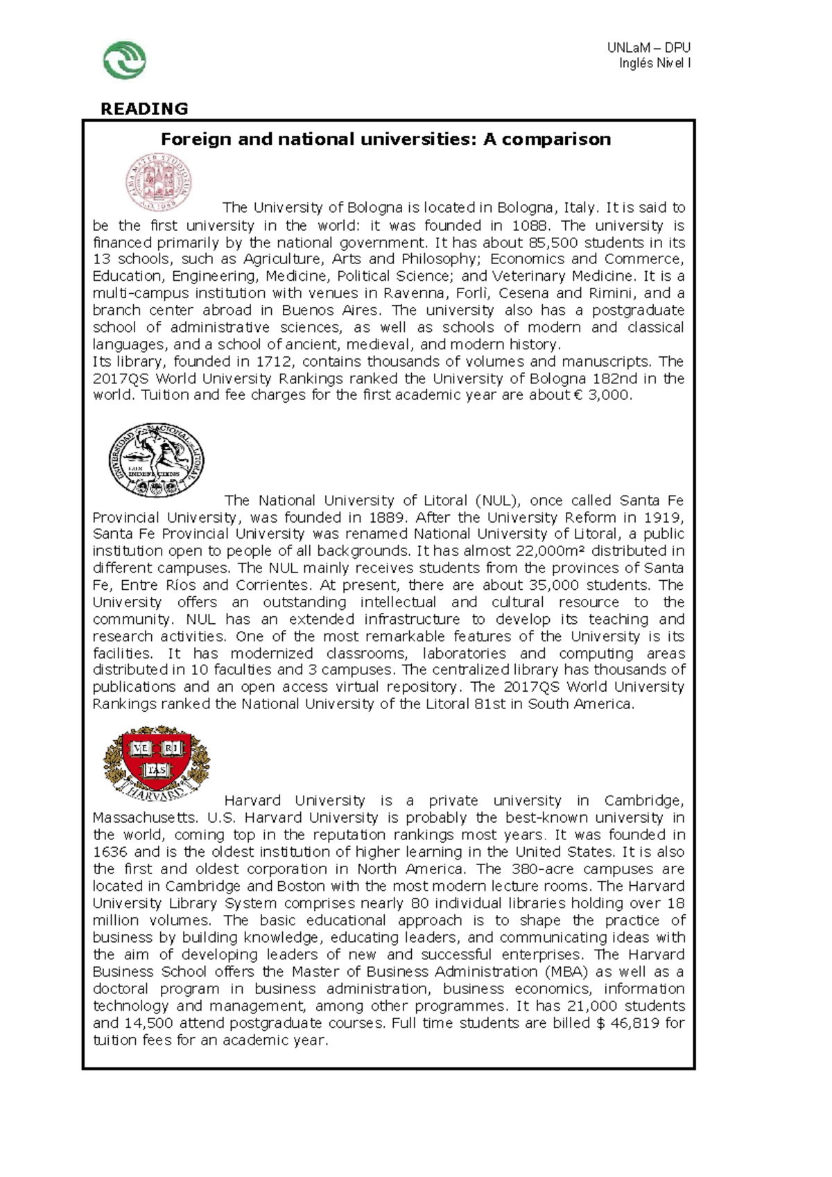 BOOK Module 1 Segunda Parte 1 - Inglés Nivel I READING Foreign and ...