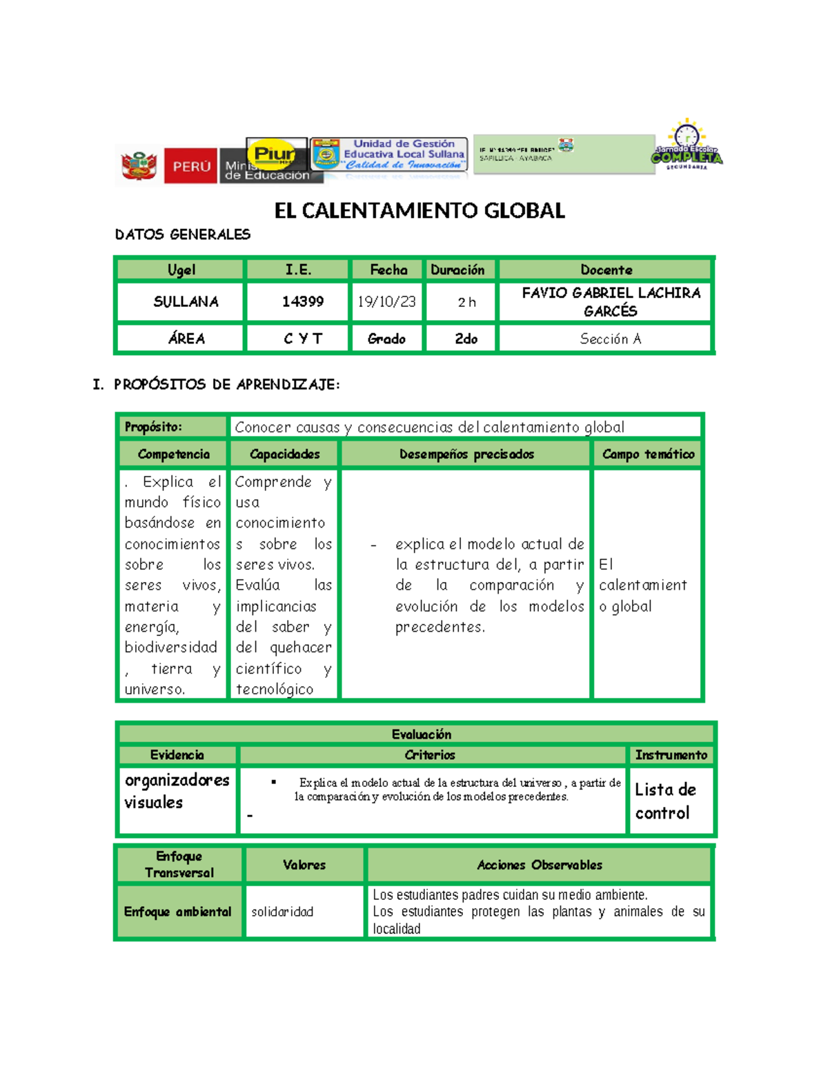 Experiencia DE C Y T DE 2DO - EL CALENTAMIENTO GLOBAL DATOS GENERALES ...