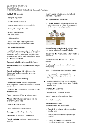 Mechanisms & Evidence of Evolution - Mechanisms of Evolution Evolution ...