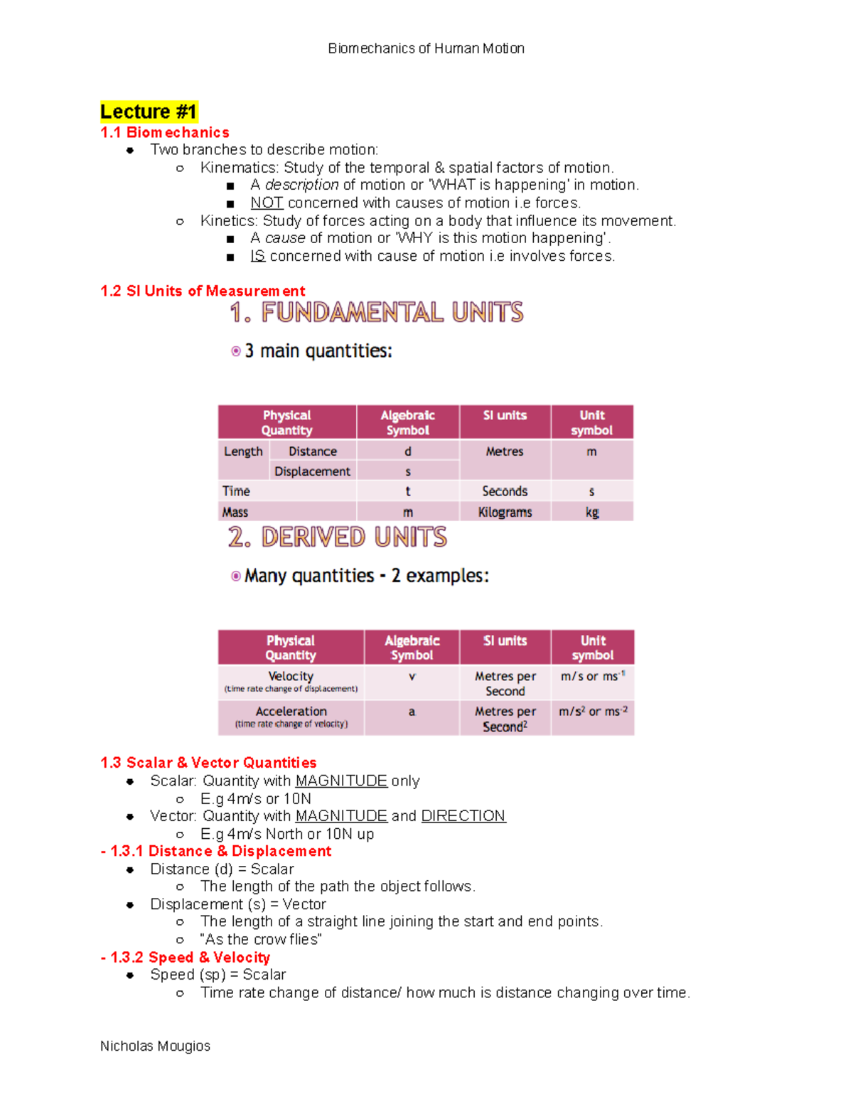 Biomechanics of Human Motion Lecture Notes - Biomechanics of Human ...
