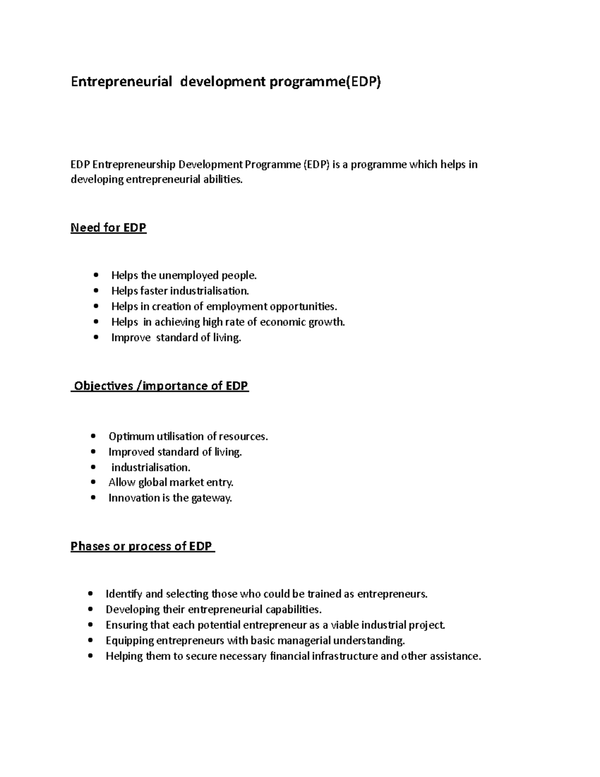 Entrepreneurial development programme - Entrepreneurial development ...