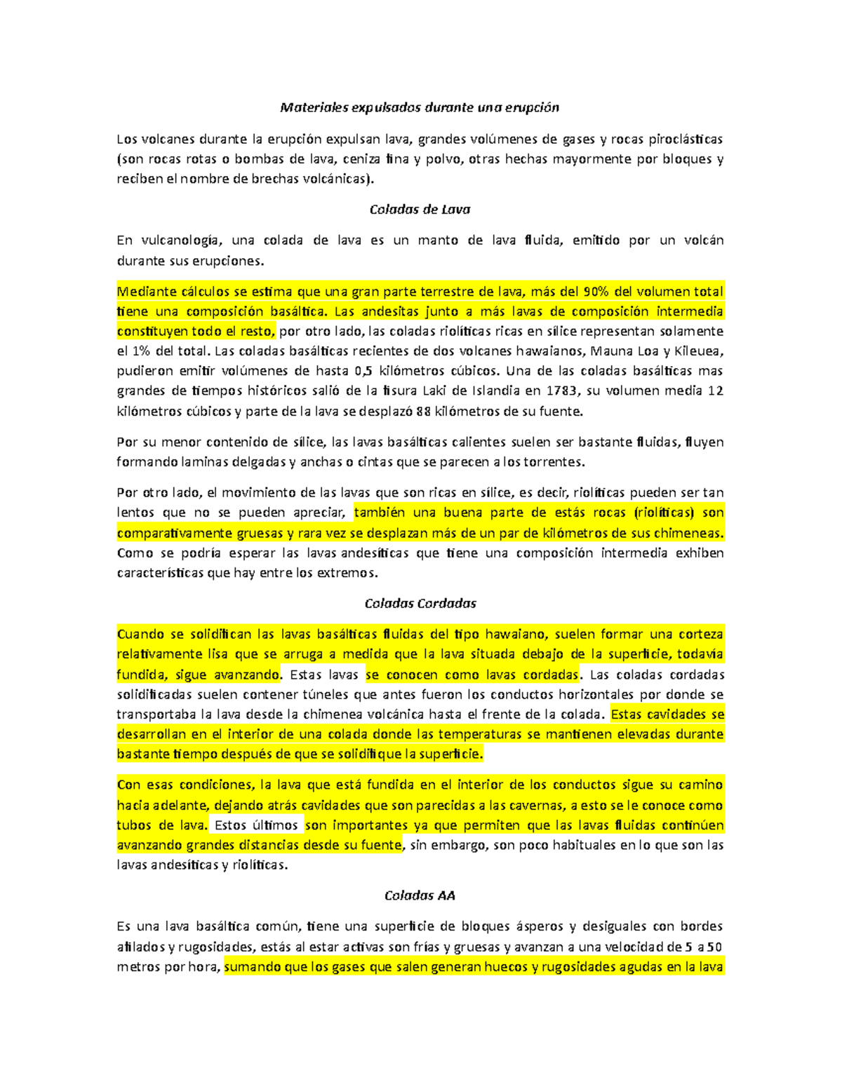 Materiales expulsados durante una erupción - Materiales expulsados ...