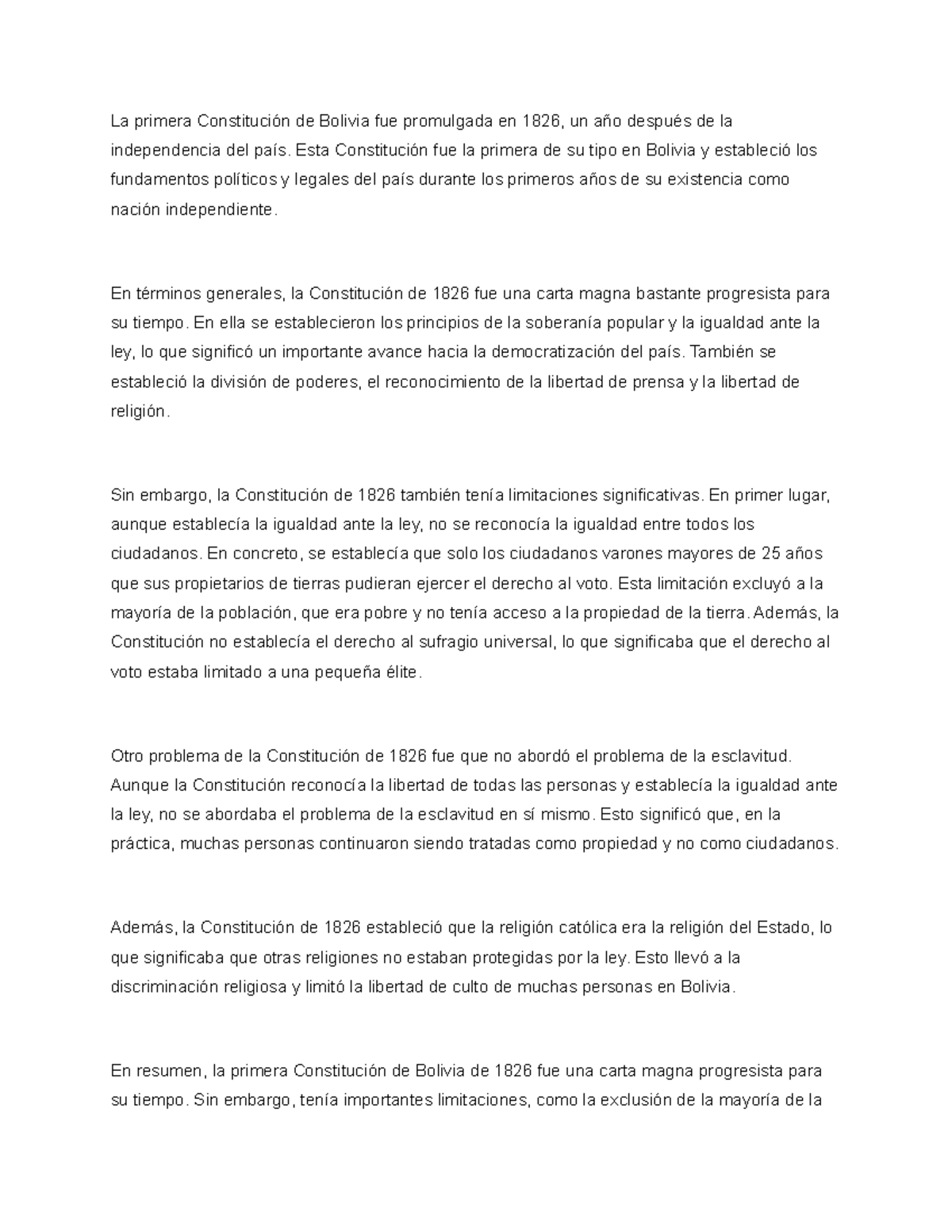 La primera Constitución de Bolivia fue promulgada en 1826 - Esta ...