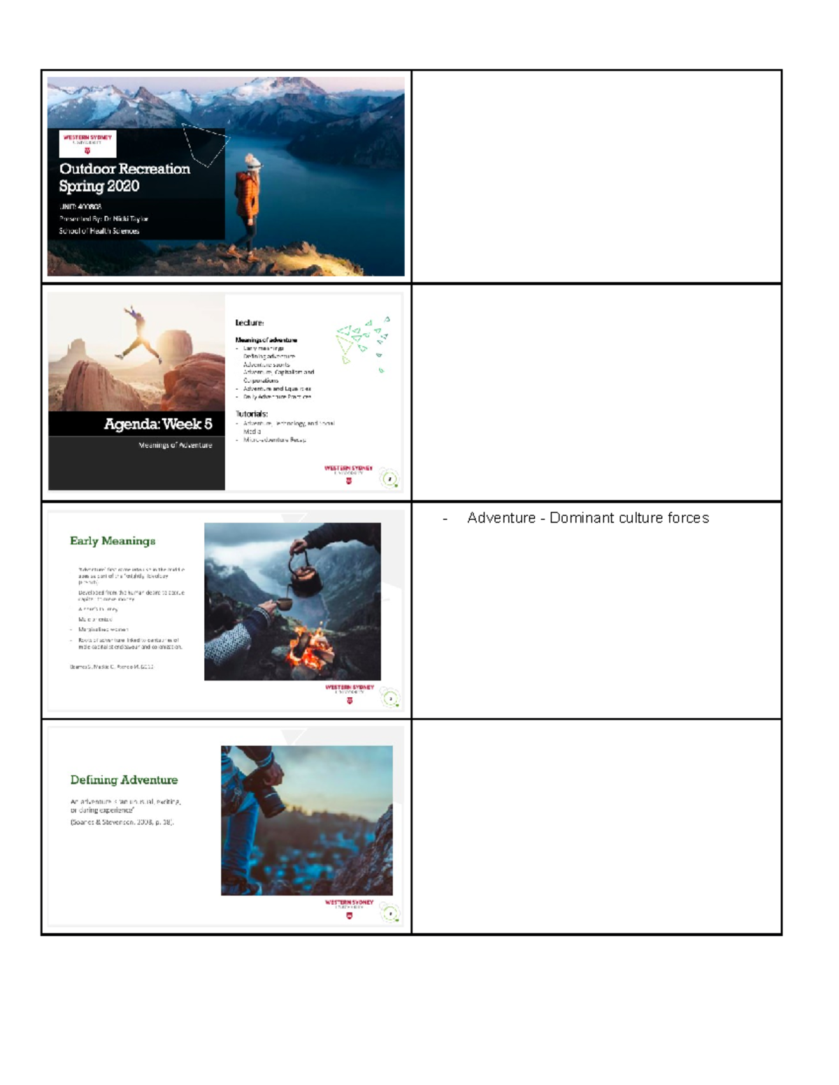 Lecture 5 Meaning of Adventure - 400808 - Adventure - Dominant culture ...