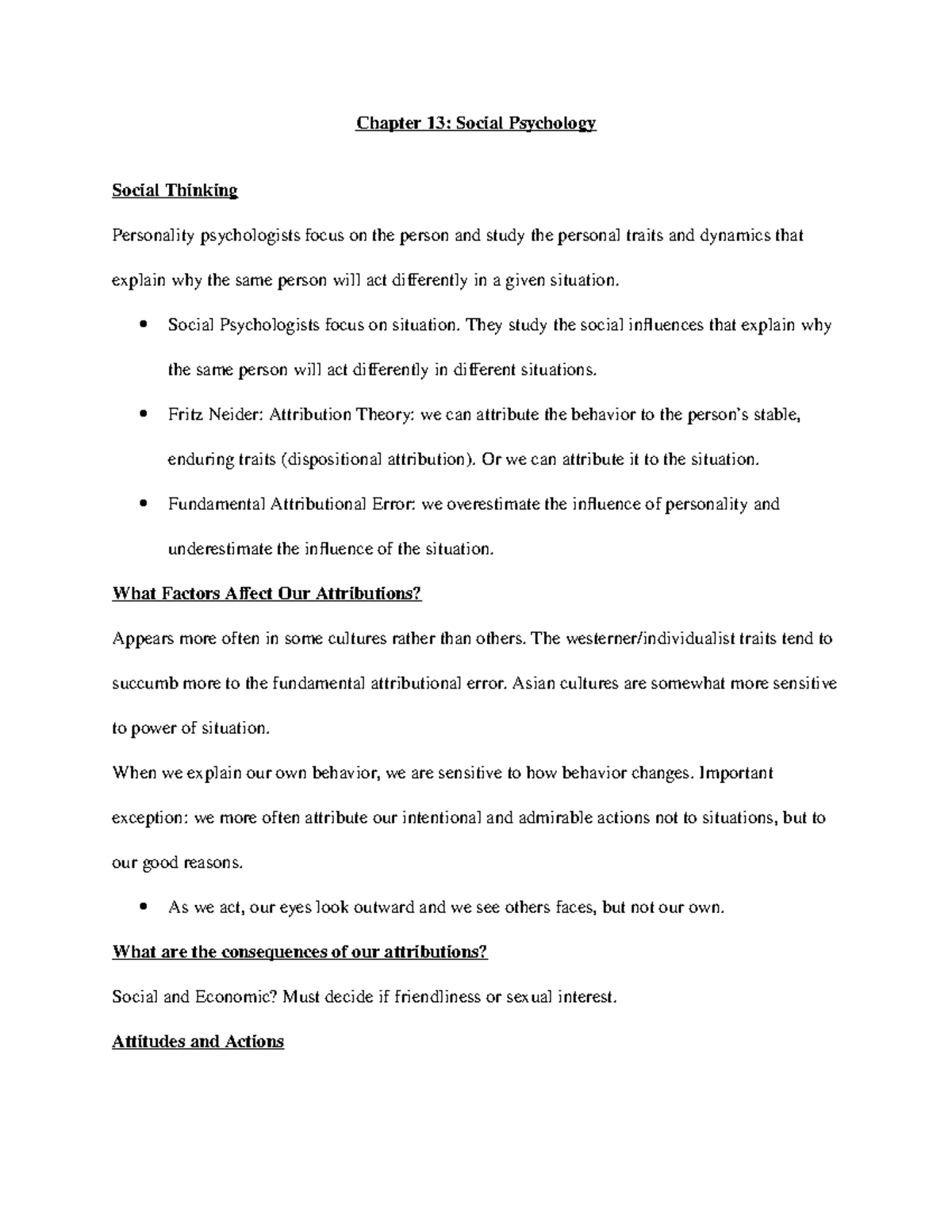 Chapter 13 Social Psychology - Chapter 13: Social Psychology Social ...