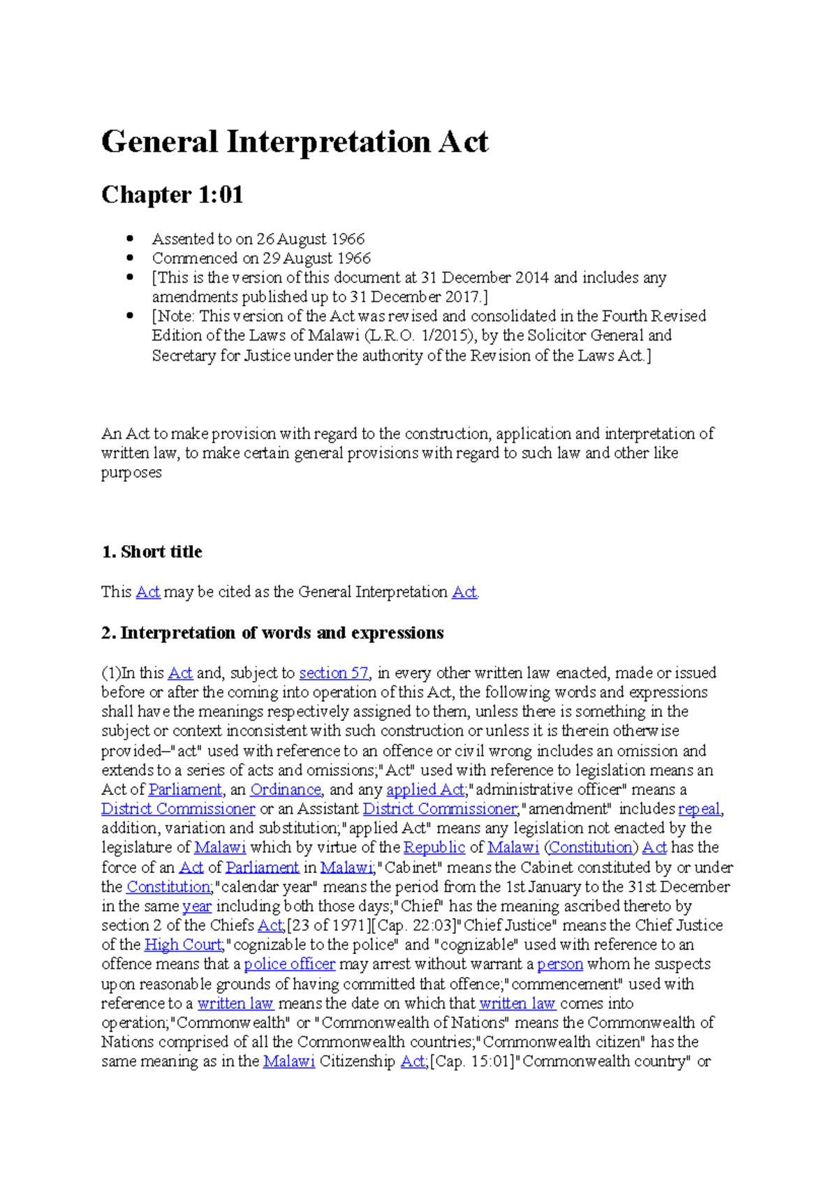 General Interpretation Act (Malawi) - General Interpretation Act ...
