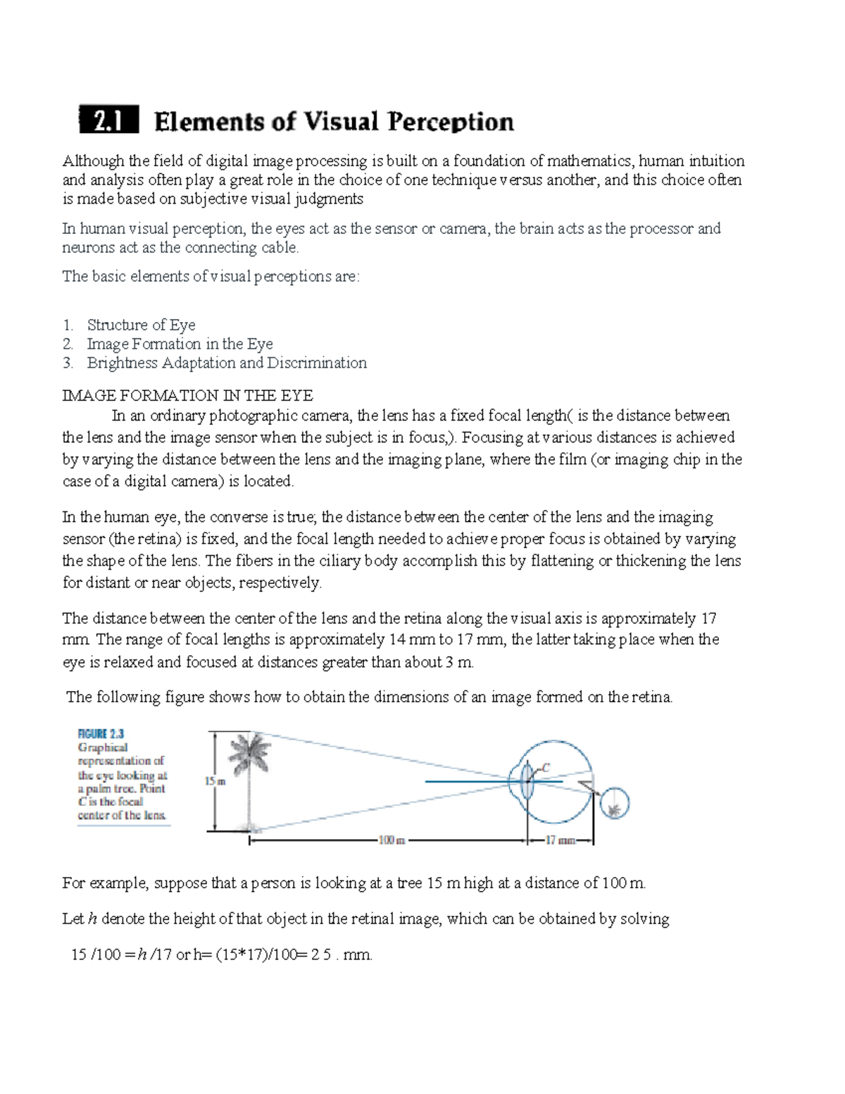 Elements of visual perception - Although the field of digital image ...